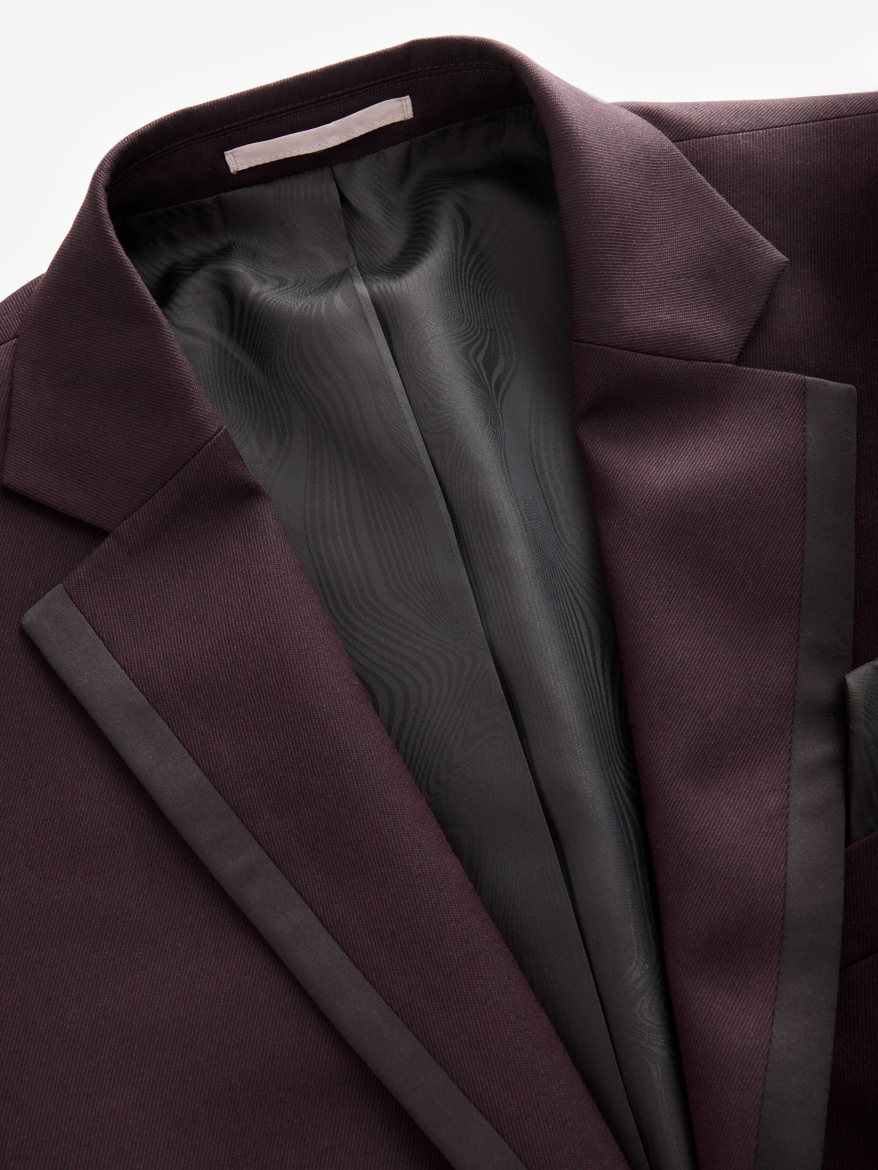 Buy Burgundy Red Tailored Fit Trimmed Satin Edge Tuxedo Suit Jacket ...