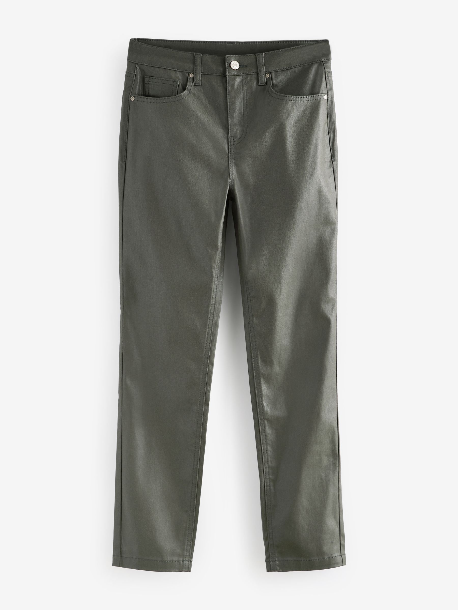 Buy Olive Green Coated Slim Straight Jeans from the Next UK online shop