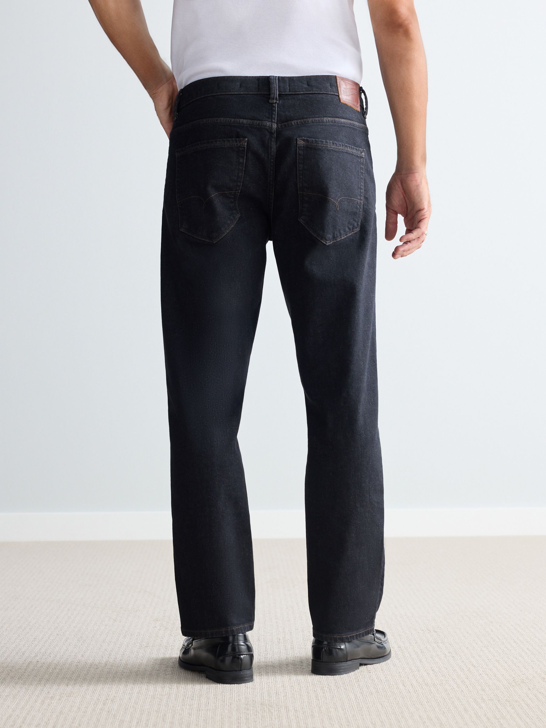 Buy Black Straight Fit Signature Cosy Inside Brushed Denim Jeans from ...