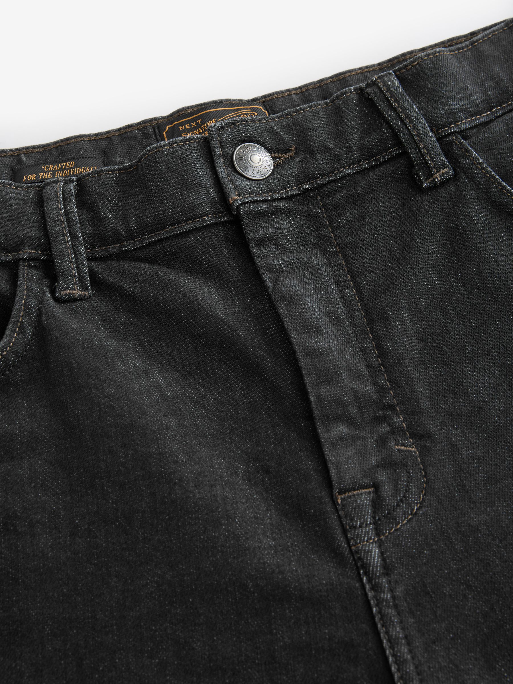 Buy Black Straight Fit Signature Cosy Inside Brushed Denim Jeans from ...