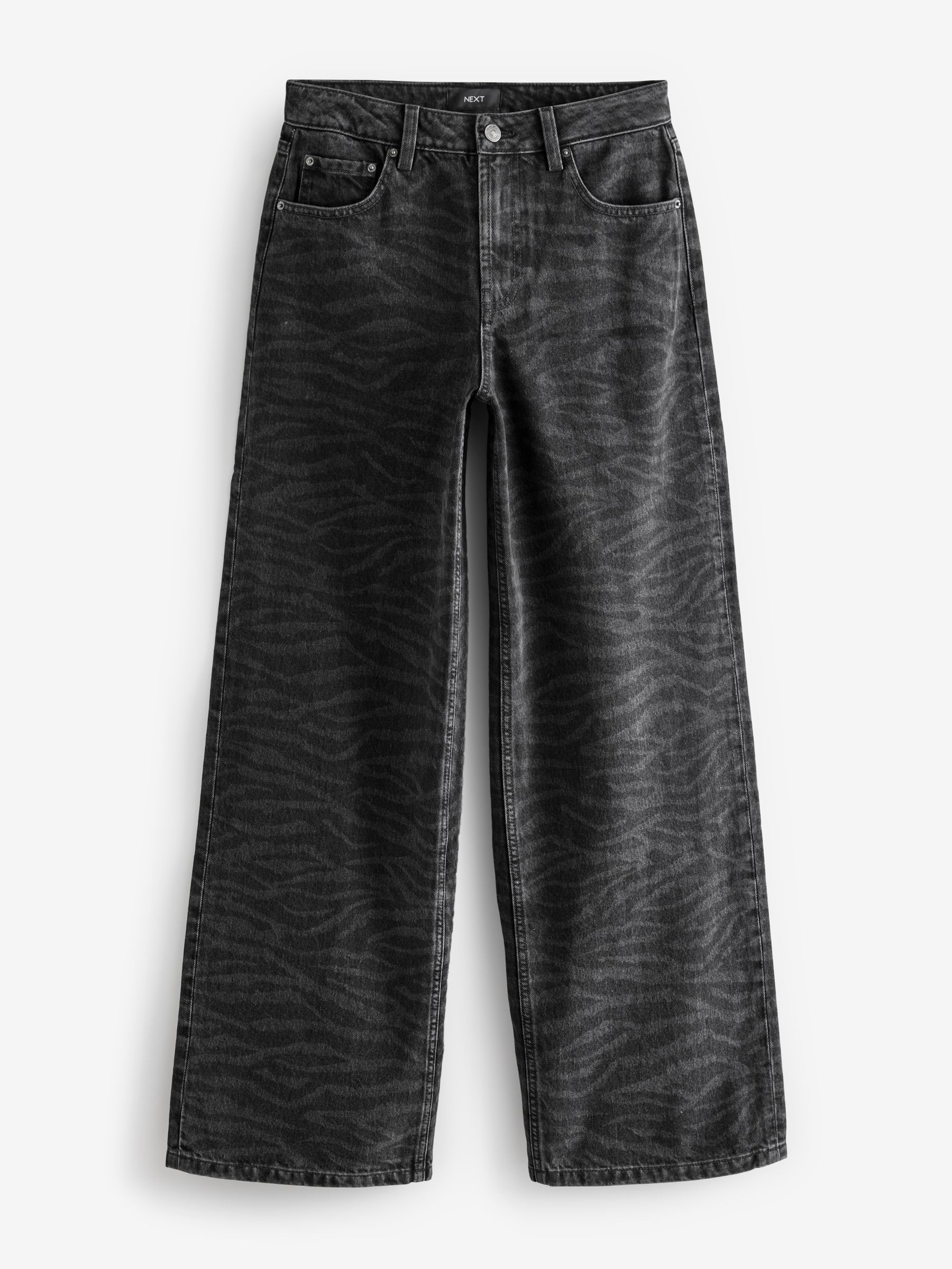 Buy Washed Black Zebra Print Wide Leg 100% Cotton Jeans from the Next ...