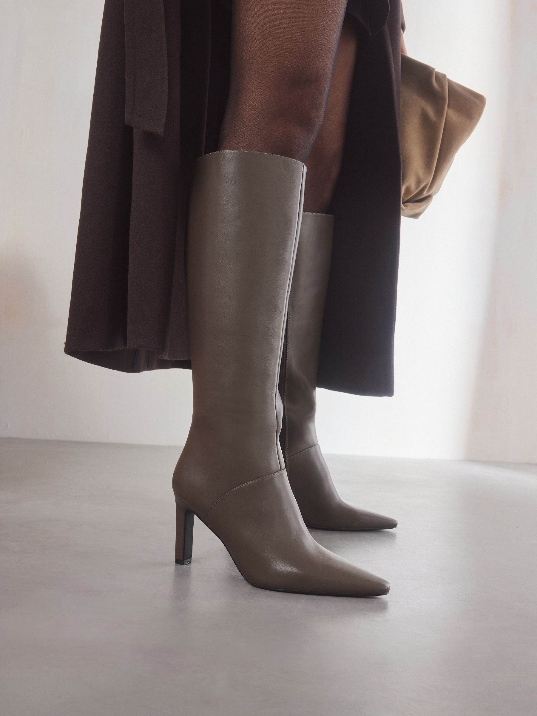 Buy Taupe Forever Comfort® Knee High Heeled Boots from the Next UK ...