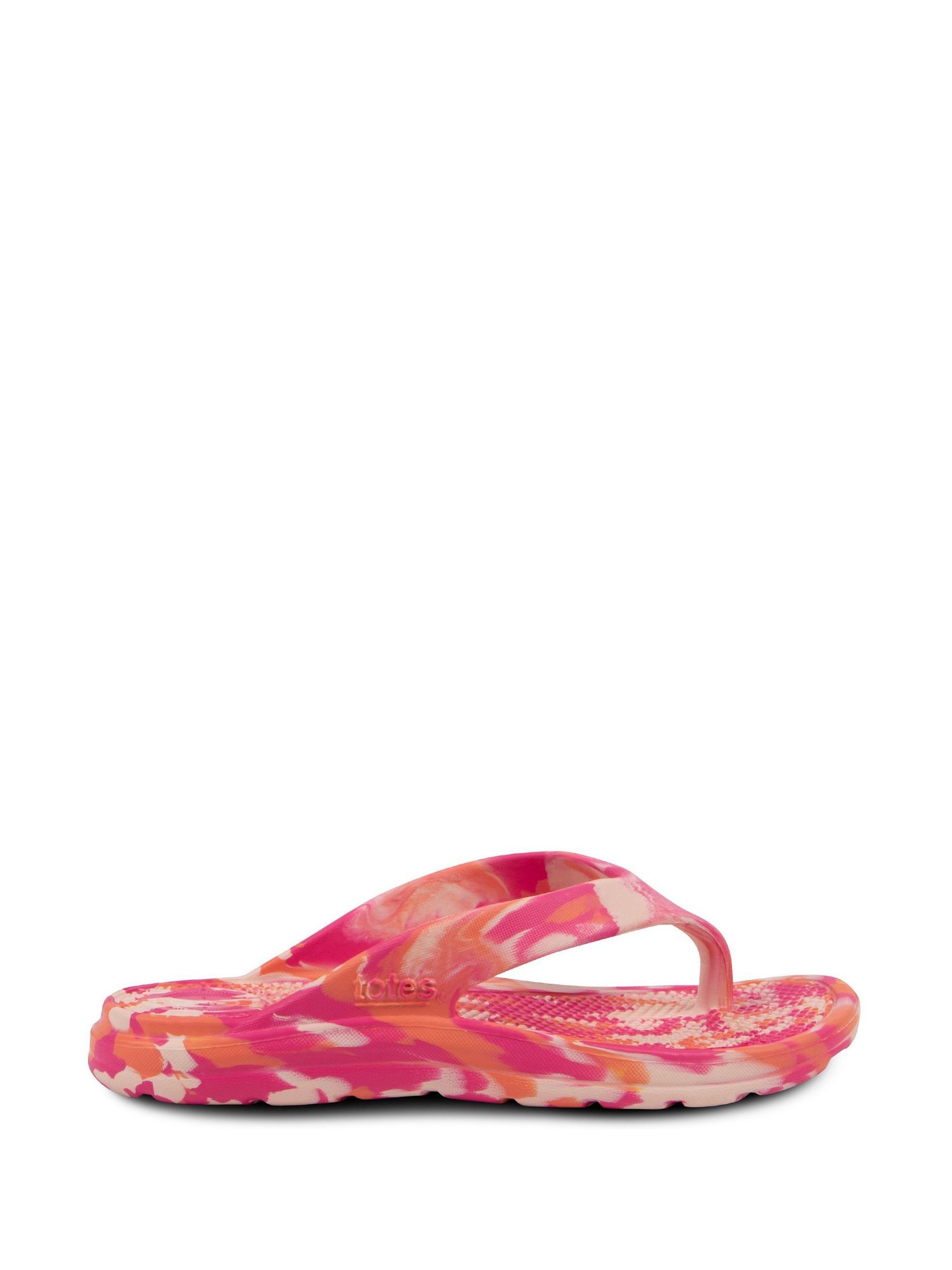 Buy Totes Pink Tie Dye Ladies Solbounce Toe Post Flip Flops Sandals ...