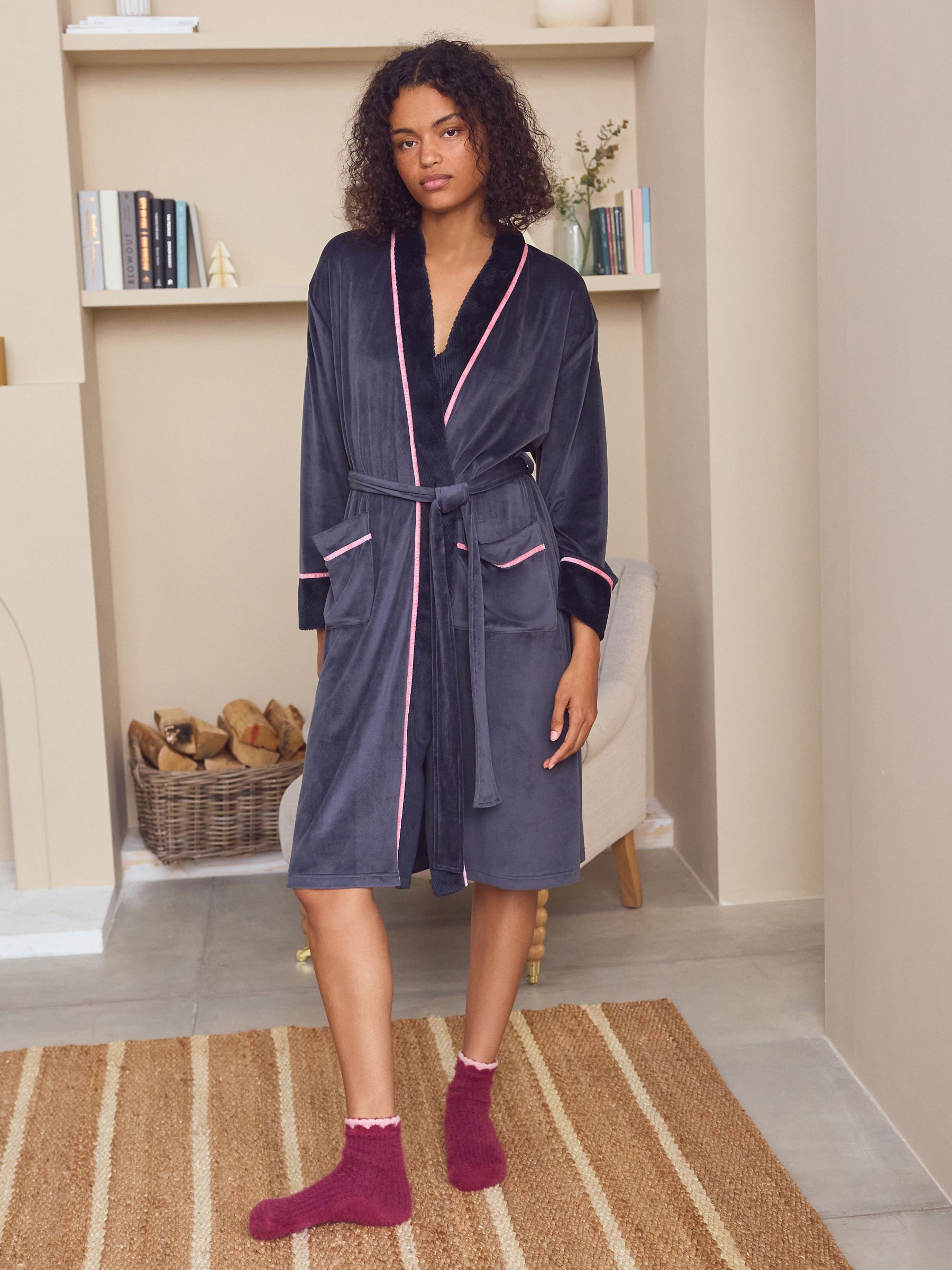 Buy Laura Ashley Navy Velour Robe from the Next UK online shop