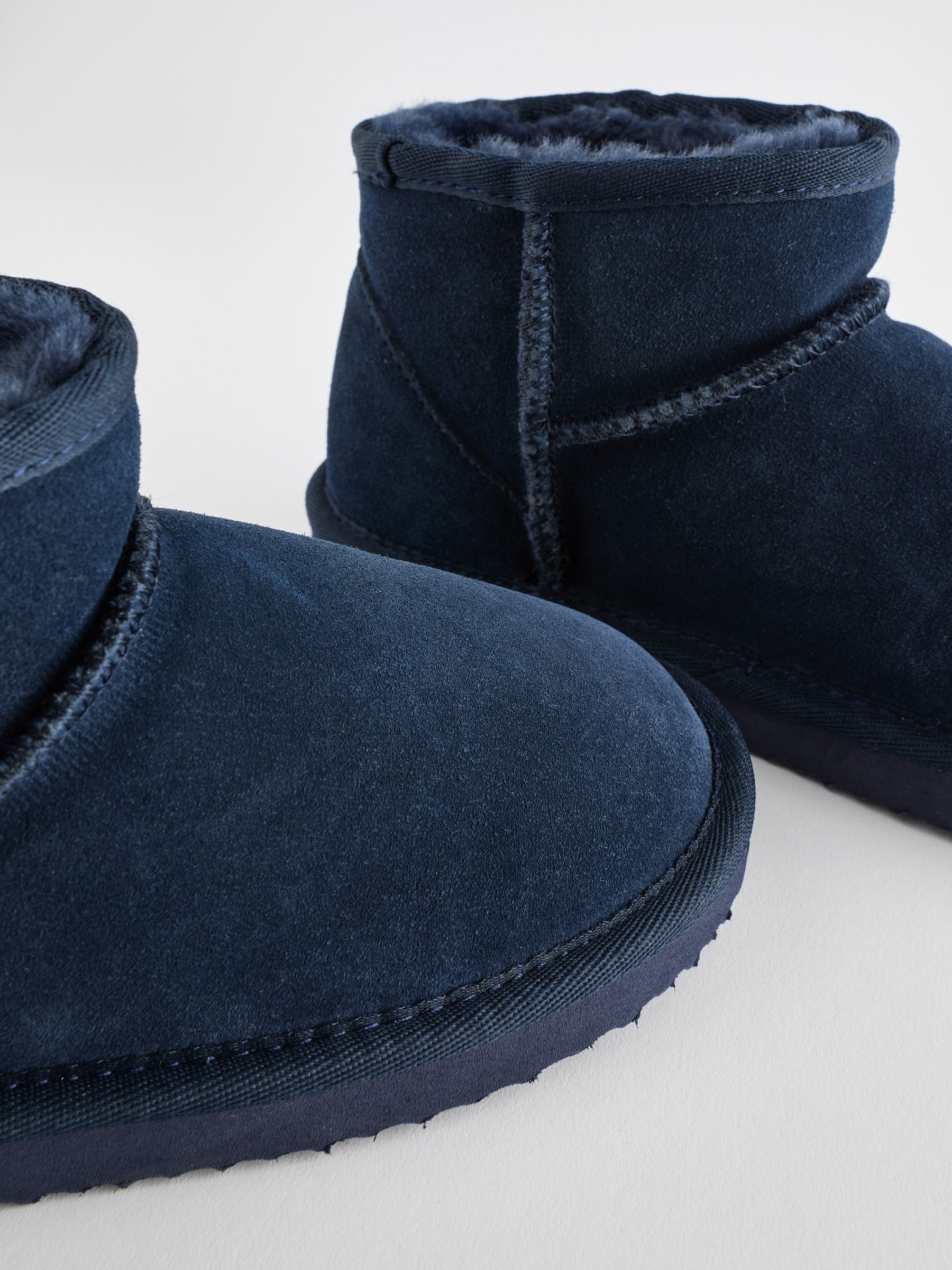 Buy Navy Blue Suede Warm Lined Ankle Slipper Boots from the Next UK ...