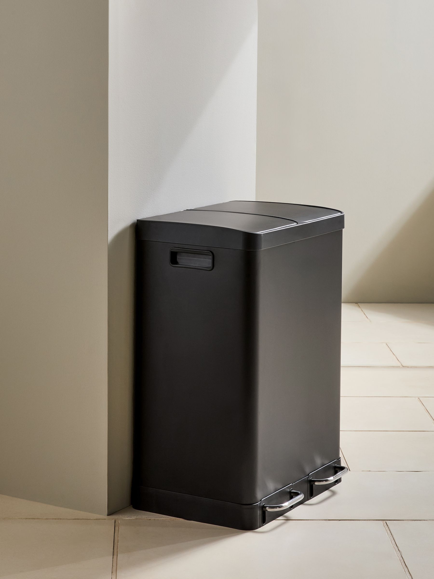 Buy MADE.COM Black 2 Section 60 Litre Recycling and Waste Colter Bin ...