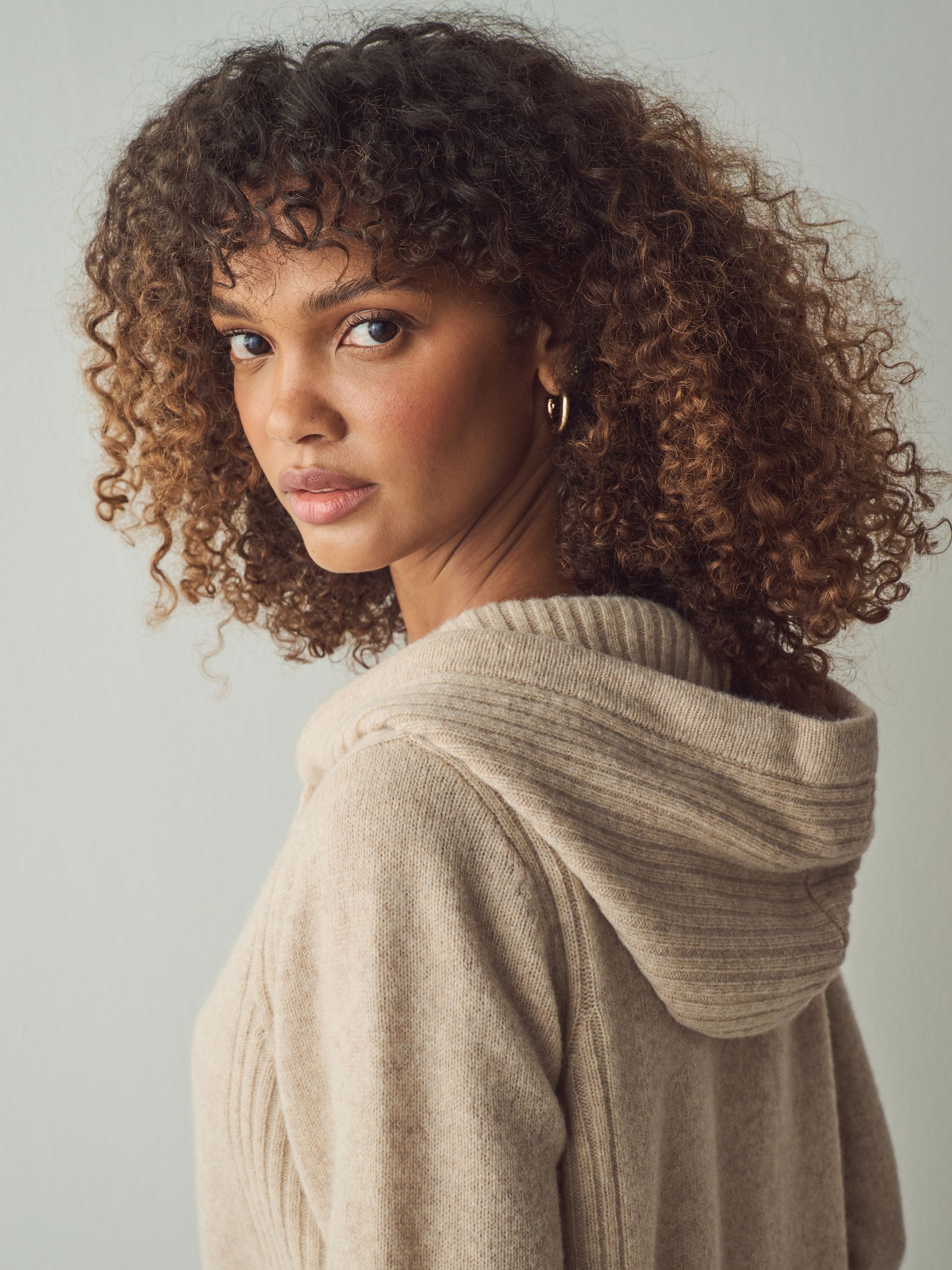 Buy Neutral 100% Wool N. Premium Zip Through Knitted Hoodie from the ...