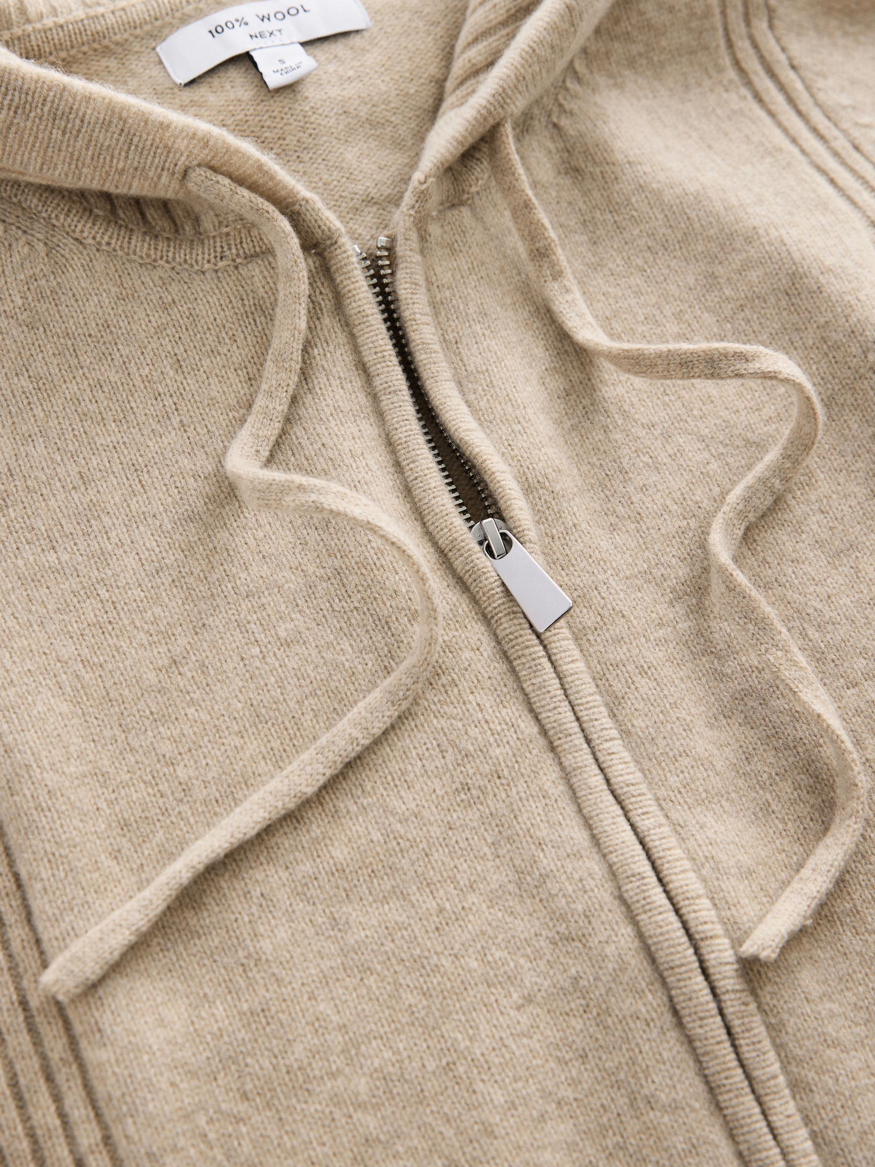 Buy Neutral 100% Wool N. Premium Zip Through Knitted Hoodie from the ...