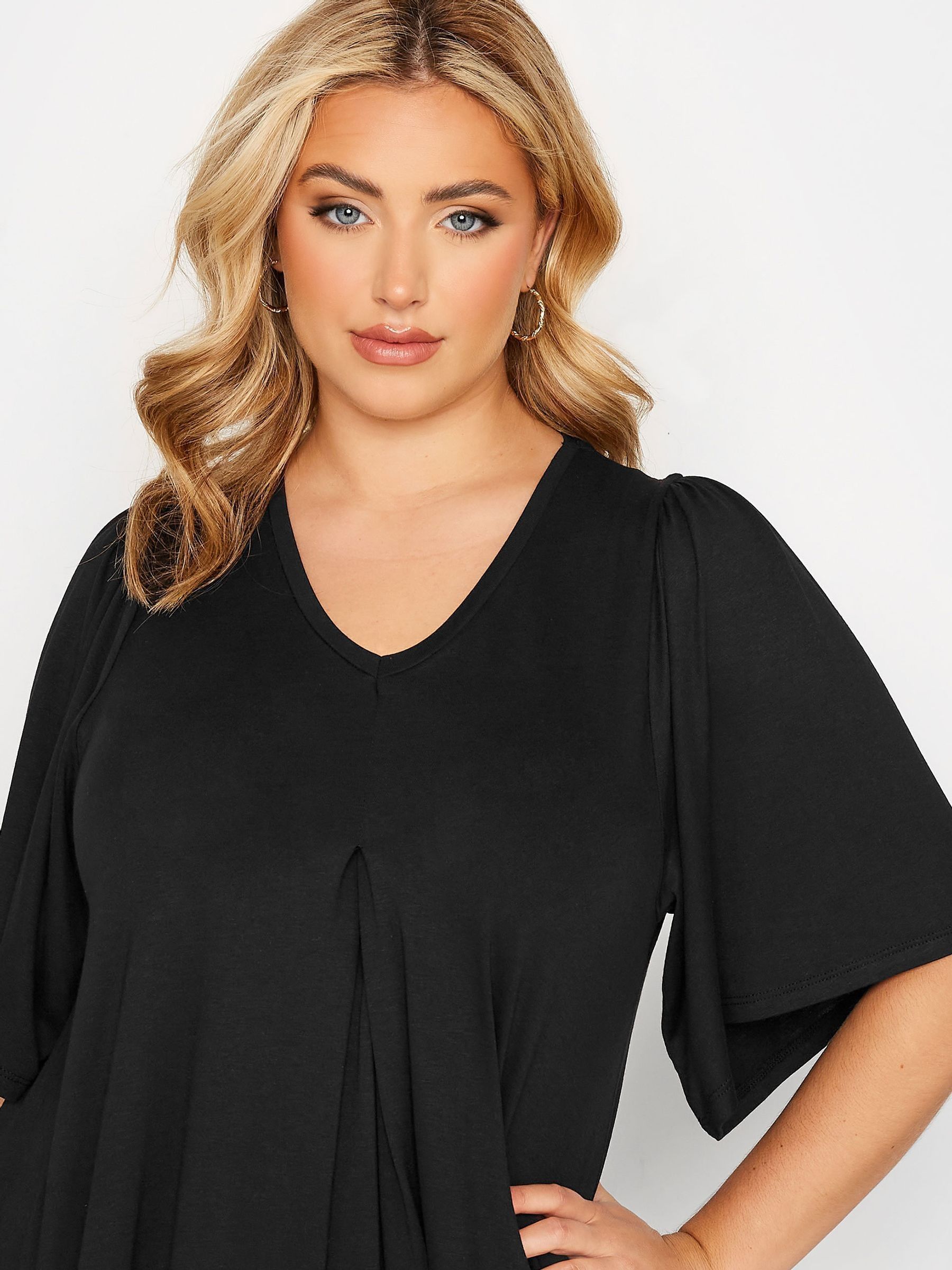 Buy Yours Curve Black Pleat Swing Angel Sleeve Top from the Next UK ...