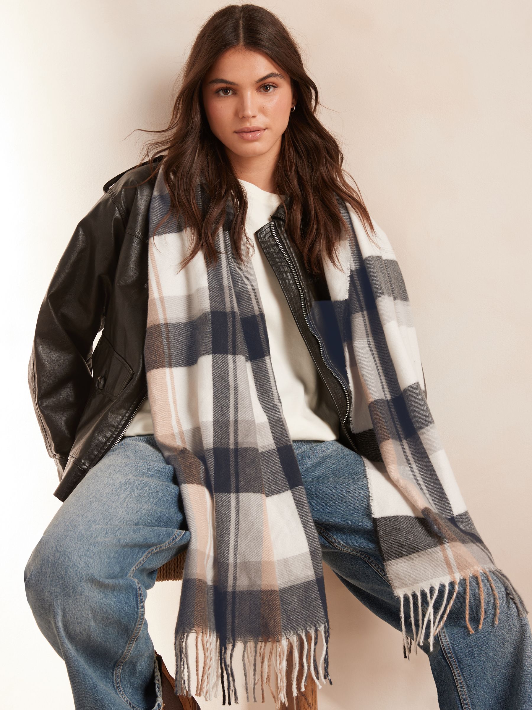 Buy Monochrome Check Midweight Scarf from the Next UK online shop
