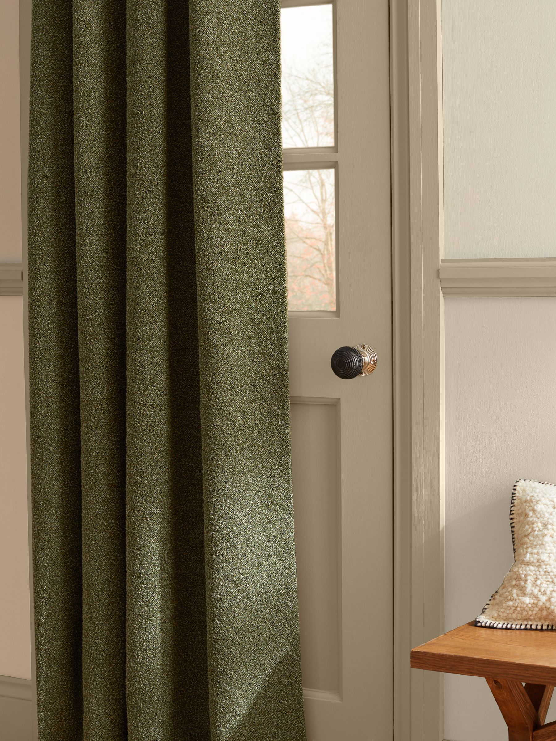 Buy Olive Green Bouclé Super Thermal Eyelet Door Curtain from Next Ireland