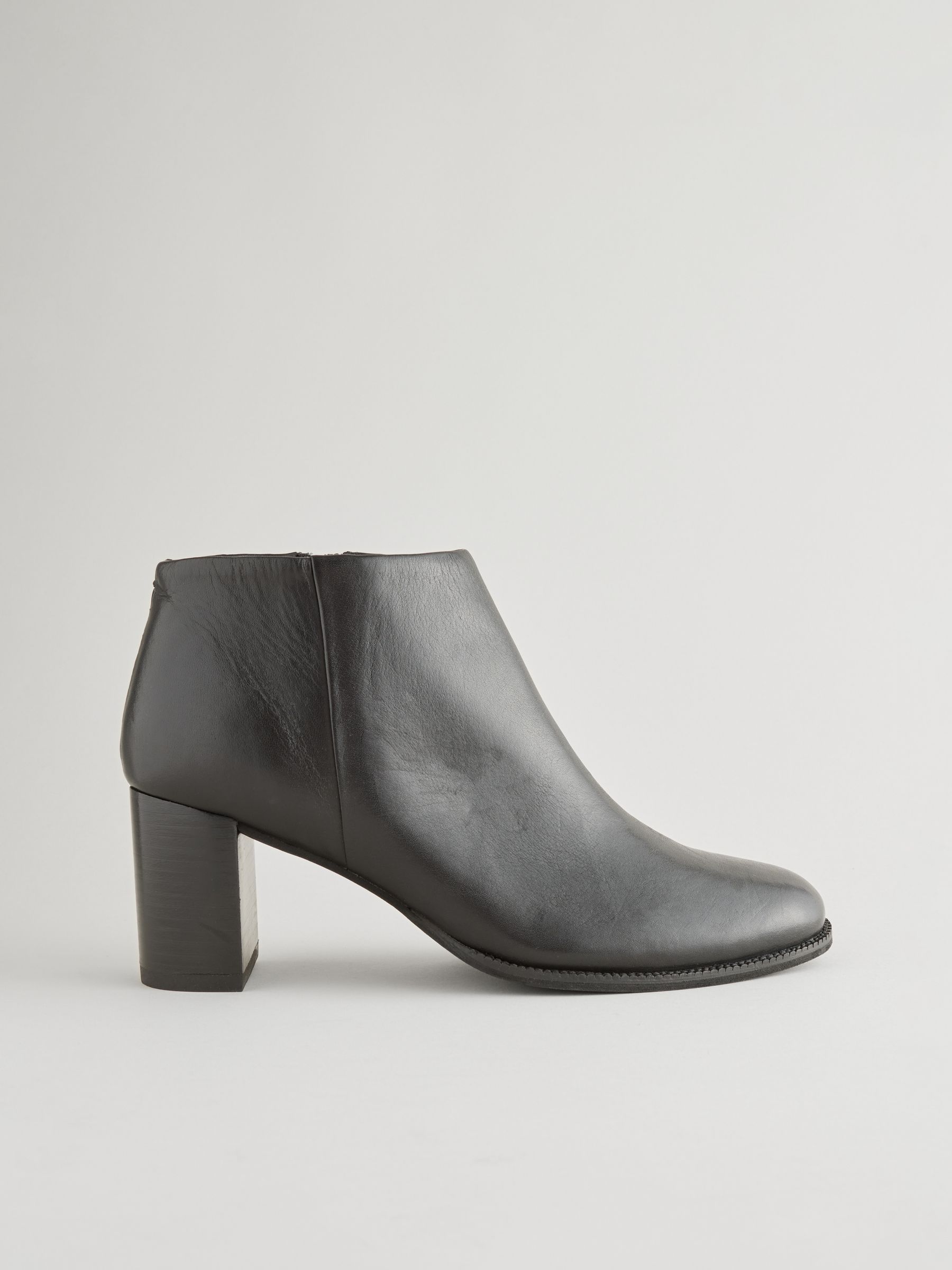 Buy Black Leather Block Heeled Almond Toe Boots from the Next UK online ...