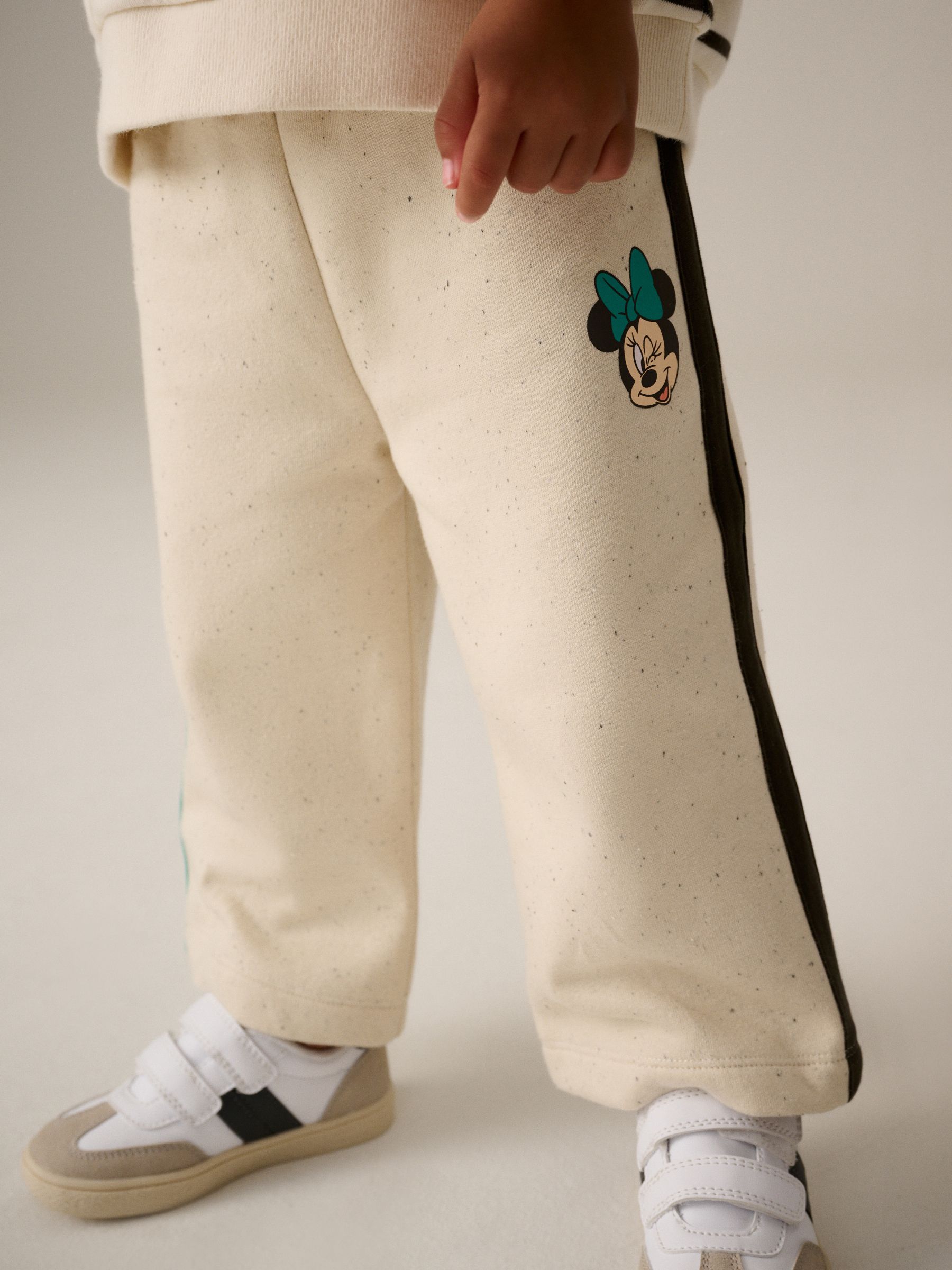 Buy Cream Mickey Mouse Half Zip Sweatshirt & Wide Leg Joggers Set ...
