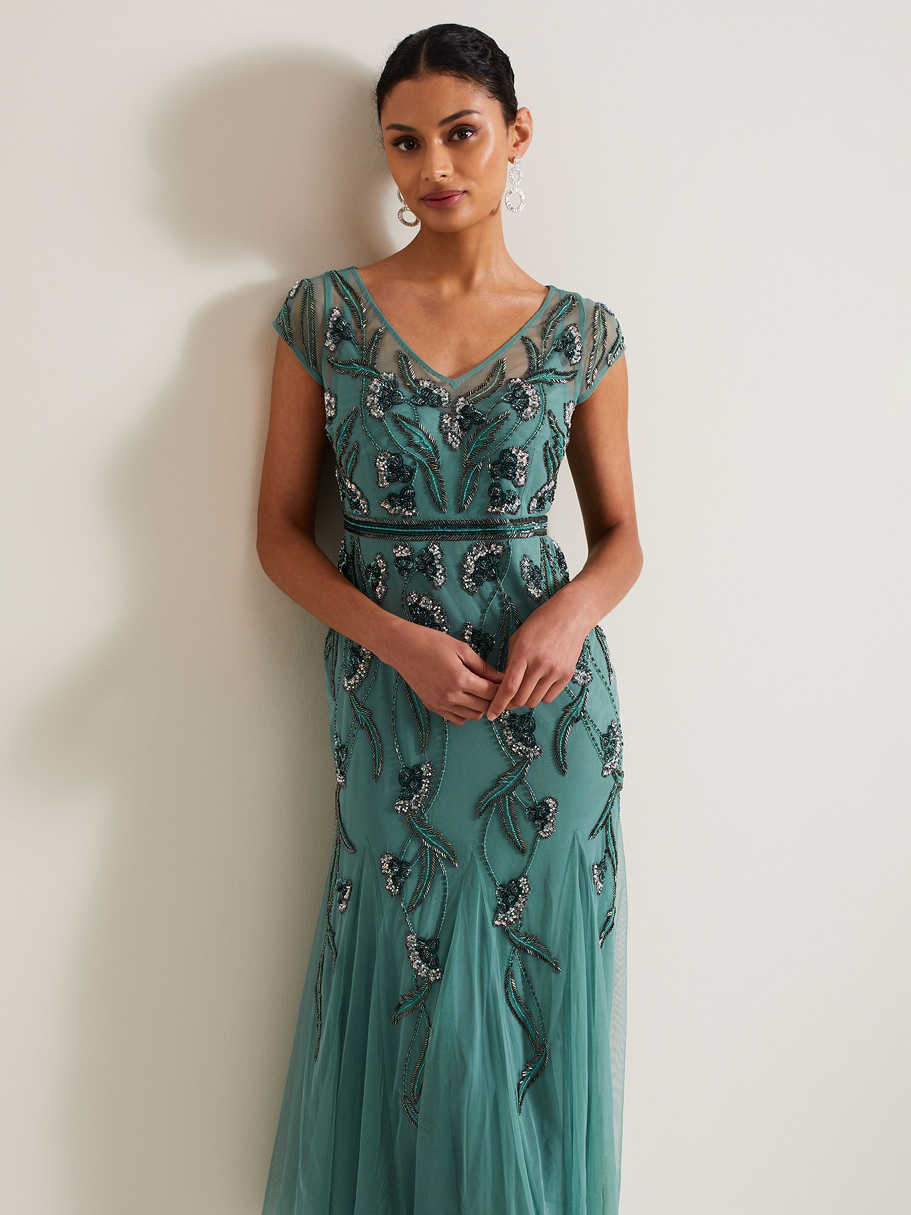 Buy Phase Eight Green Evonne Beaded Maxi Dress from the Next UK online shop