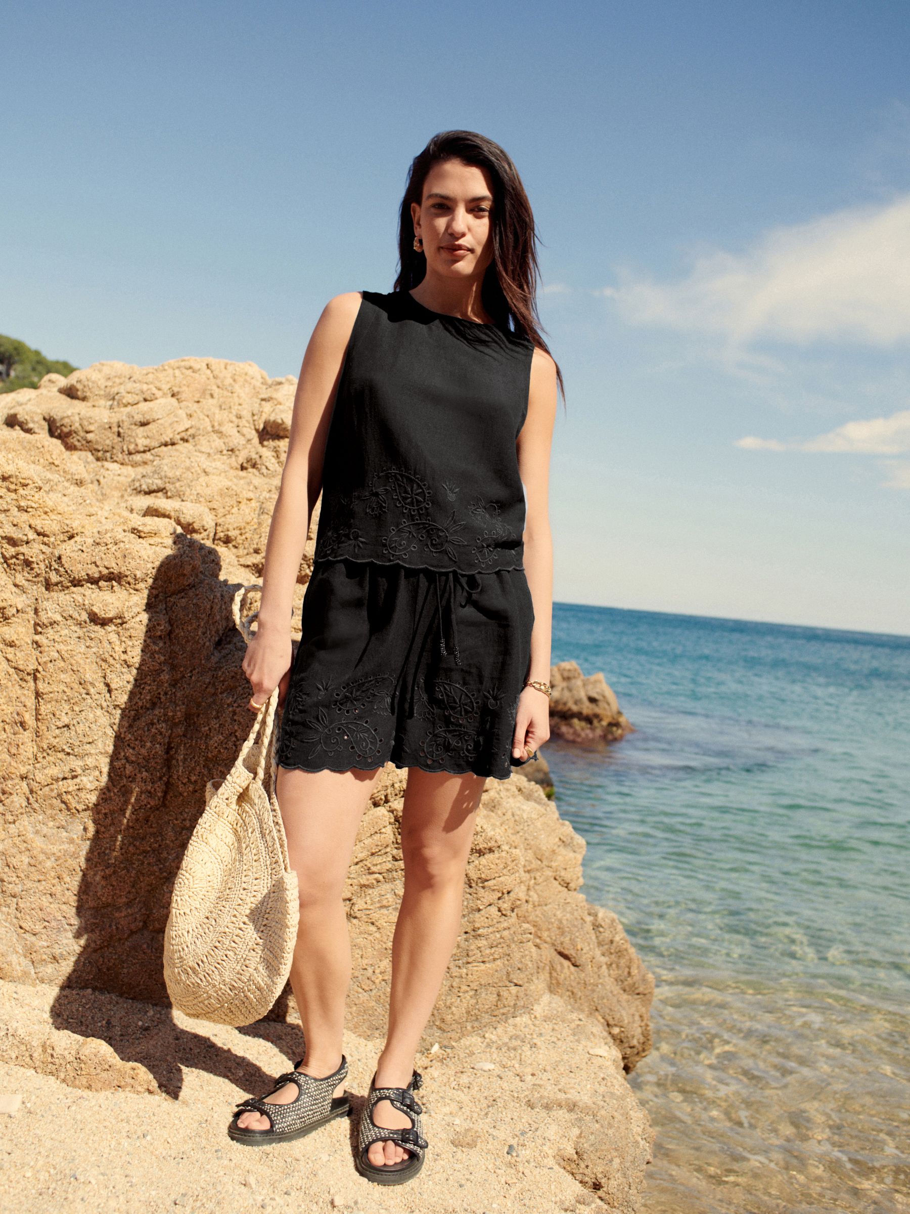 Buy Black Coord Embroidered Shorts from the Next UK online shop