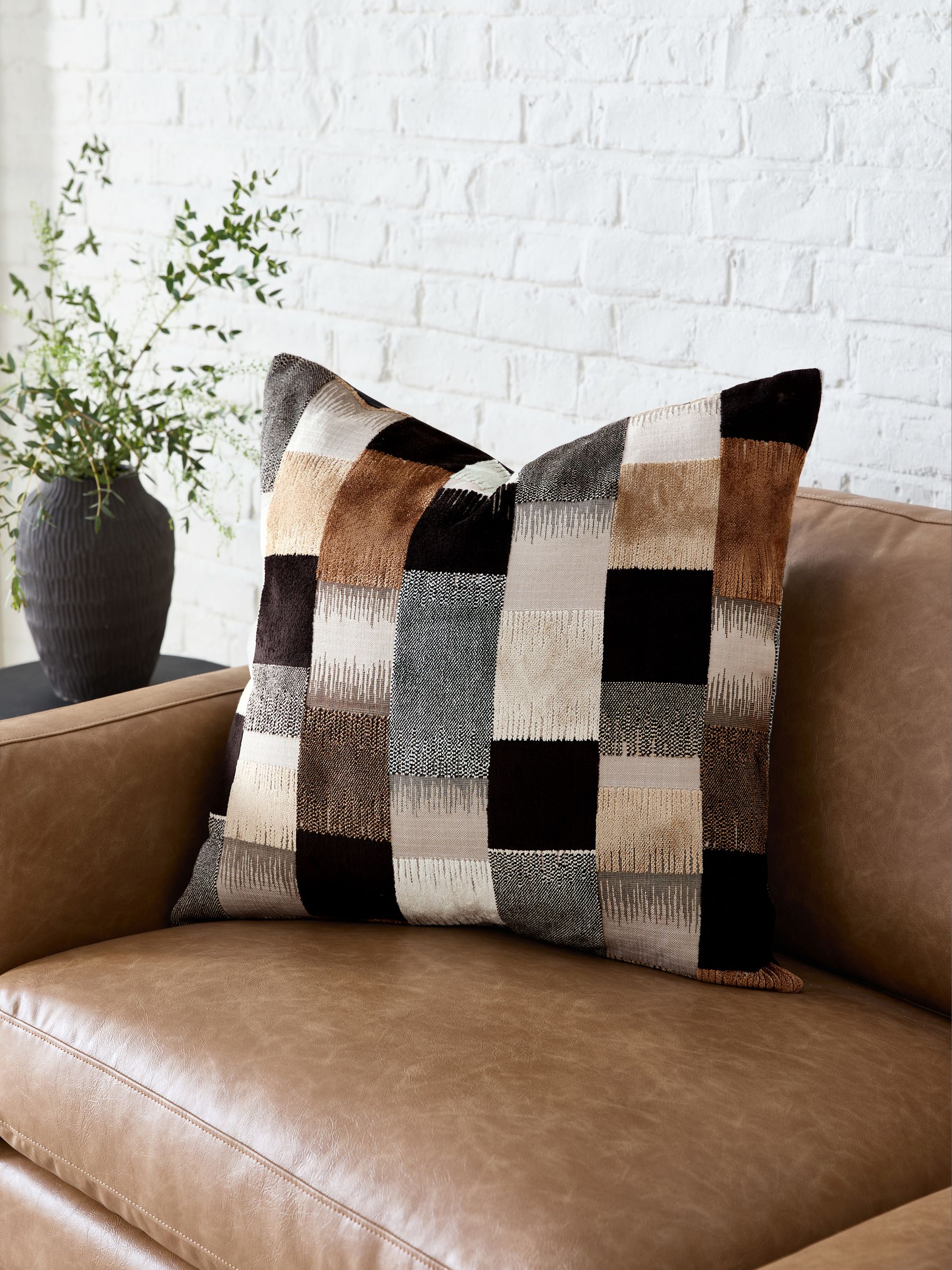 Buy Black/White Cut Velvet Retro Etch 59 x 59cm Cushion from the Next ...