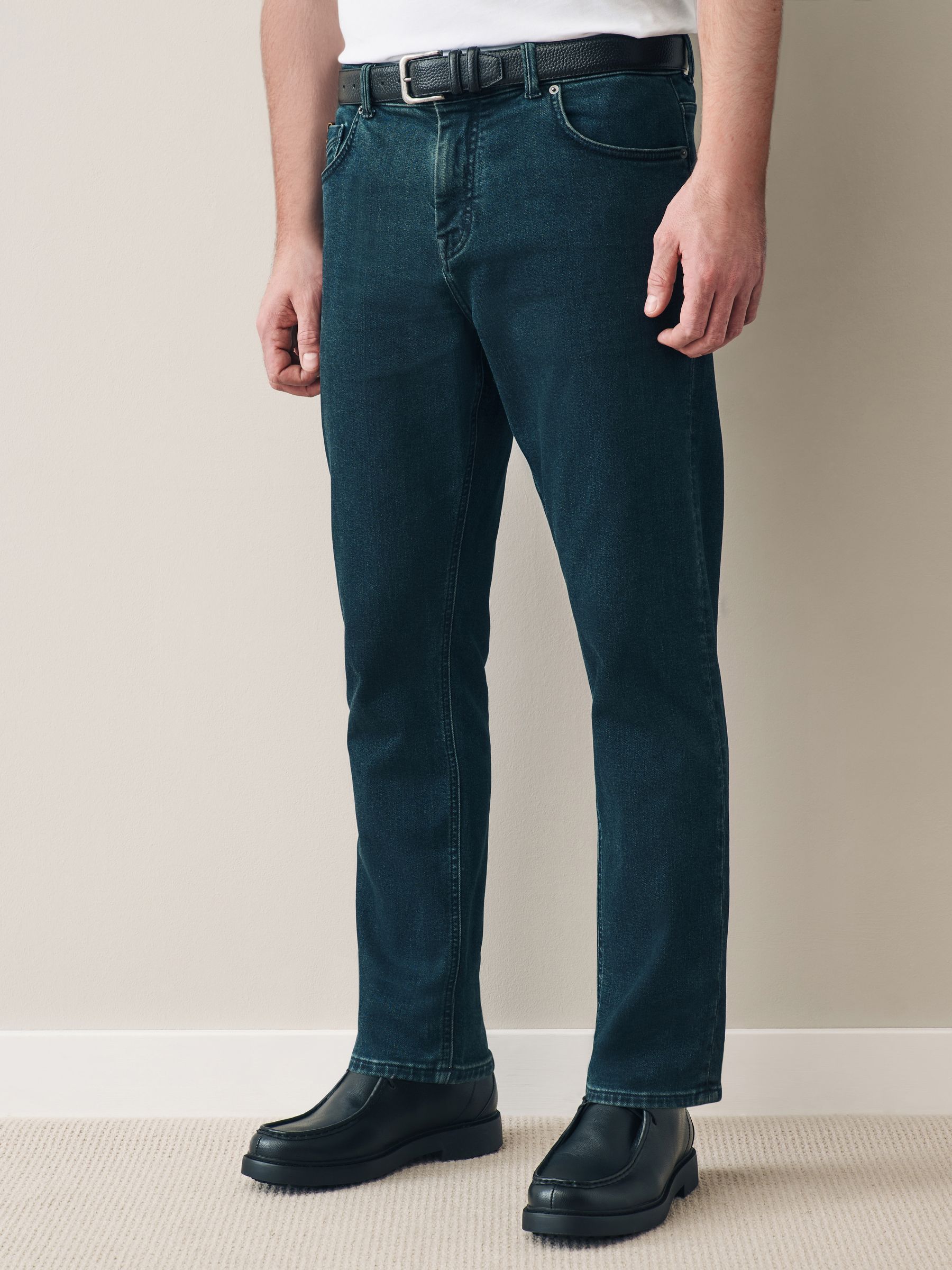 Buy Dark Blue Slim Fit Signature Belted Jeans from the Next UK online shop