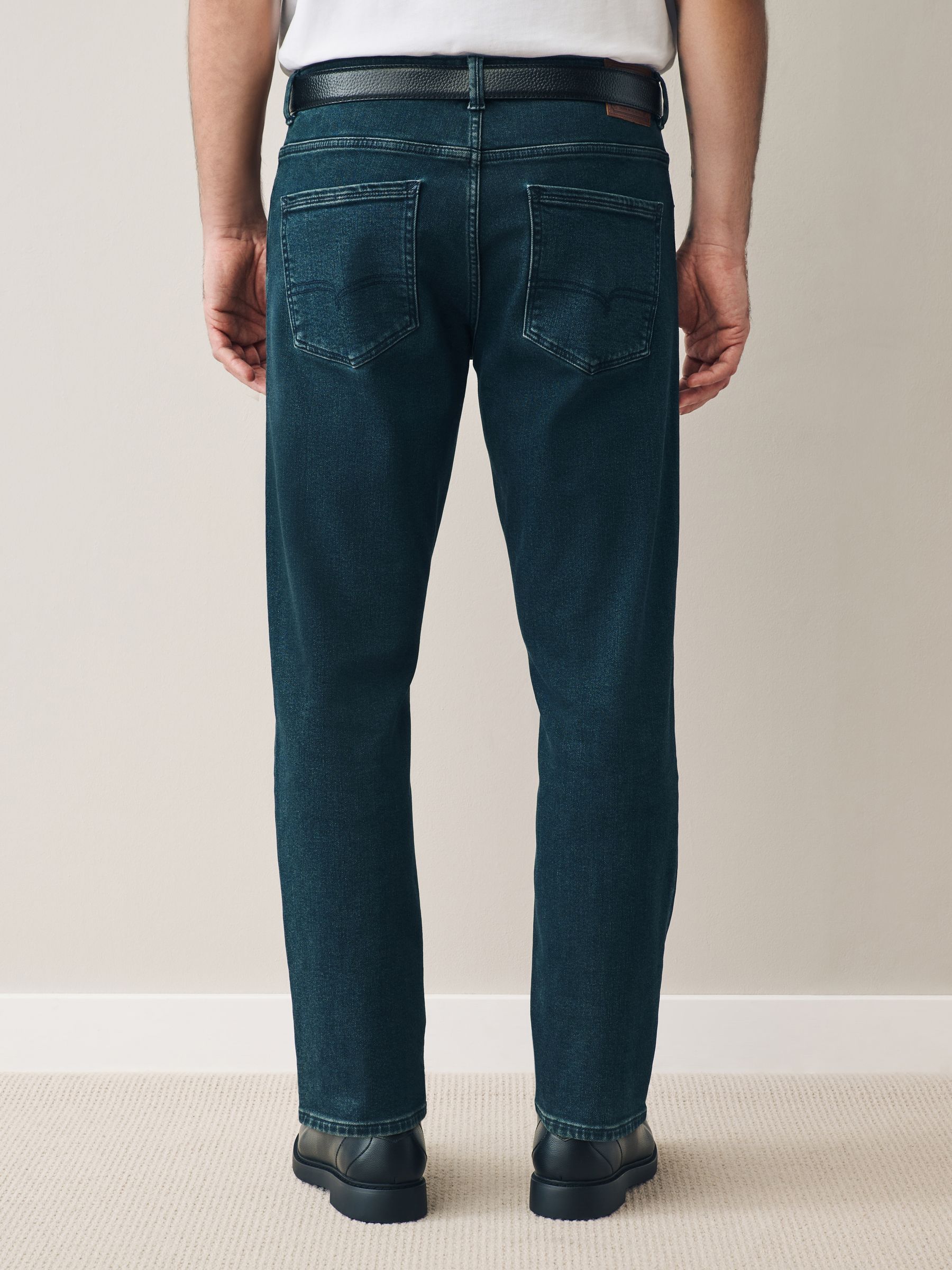Buy Dark Blue Slim Fit Signature Belted Jeans from the Next UK online shop