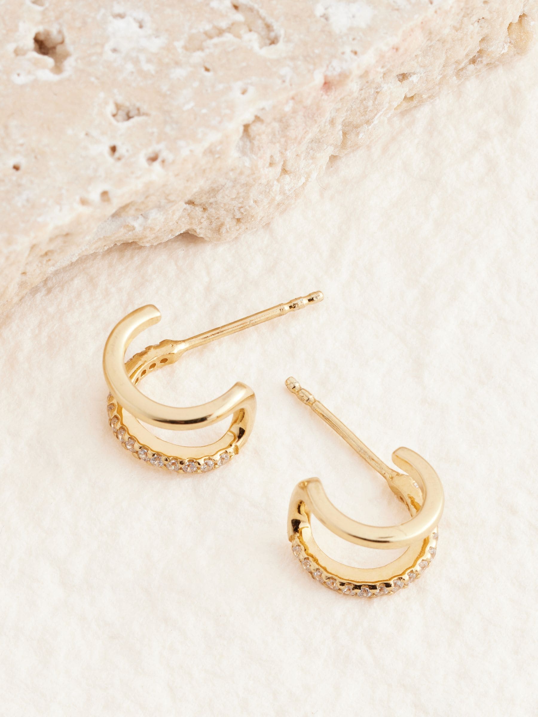 Buy Gold Plated Sterling Silver Double Hoop Earrings from the Next UK online shop