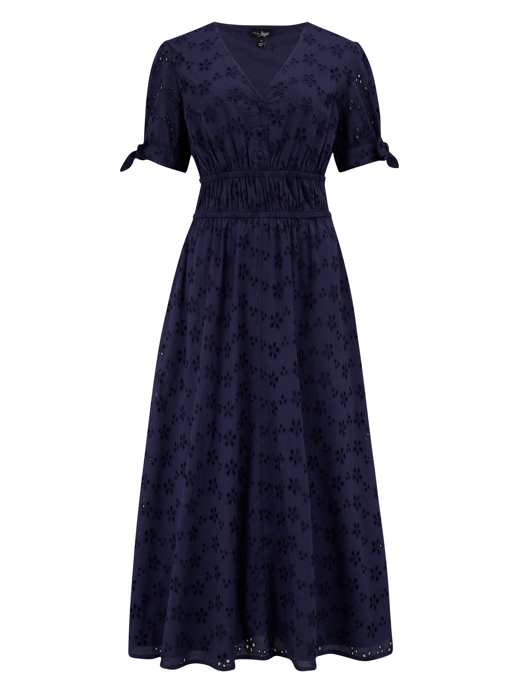 Buy Pour Moi Blue Amanda Fuller Bust Broderie Tiered Midaxi Dress from ...