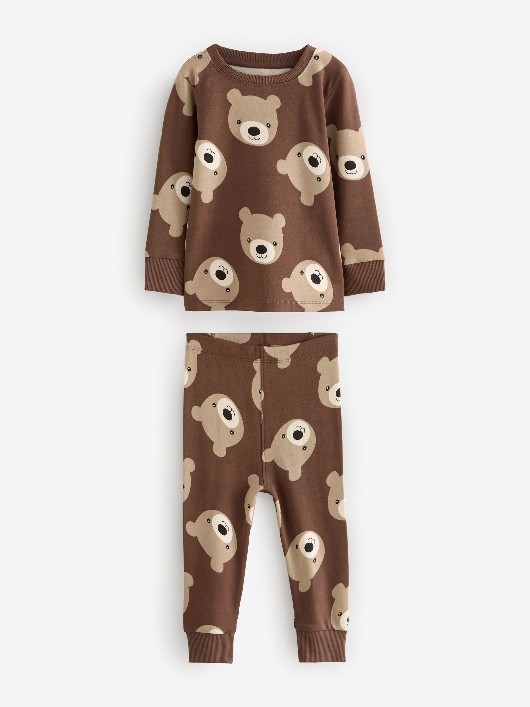Buy Brown/Cream Snuggle Pyjamas 3 Pack (9mths-6yrs) from the Next UK ...