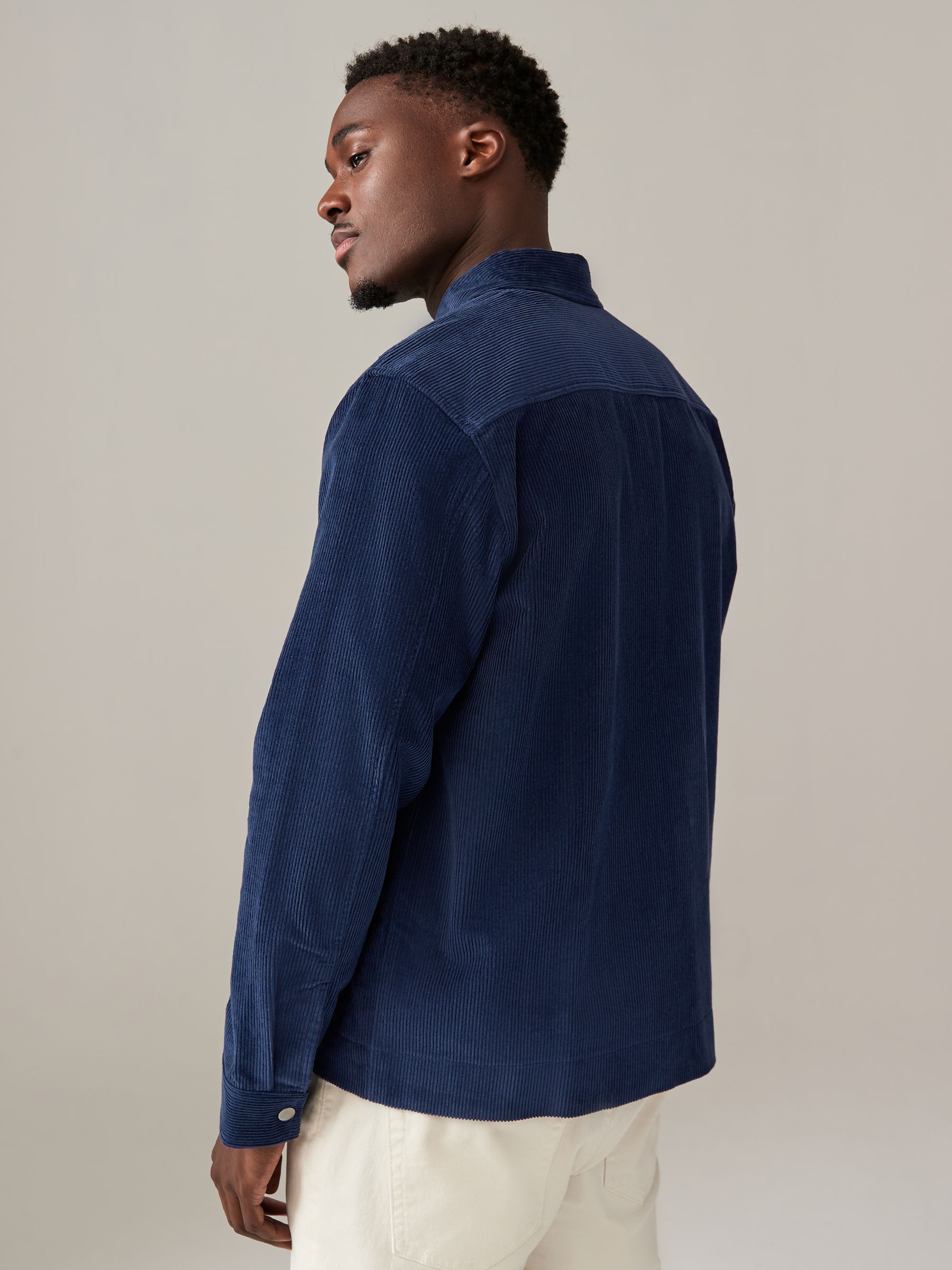Buy Navy Blue Corduroy 100% Cotton Zip Through Shacket from the Next UK ...
