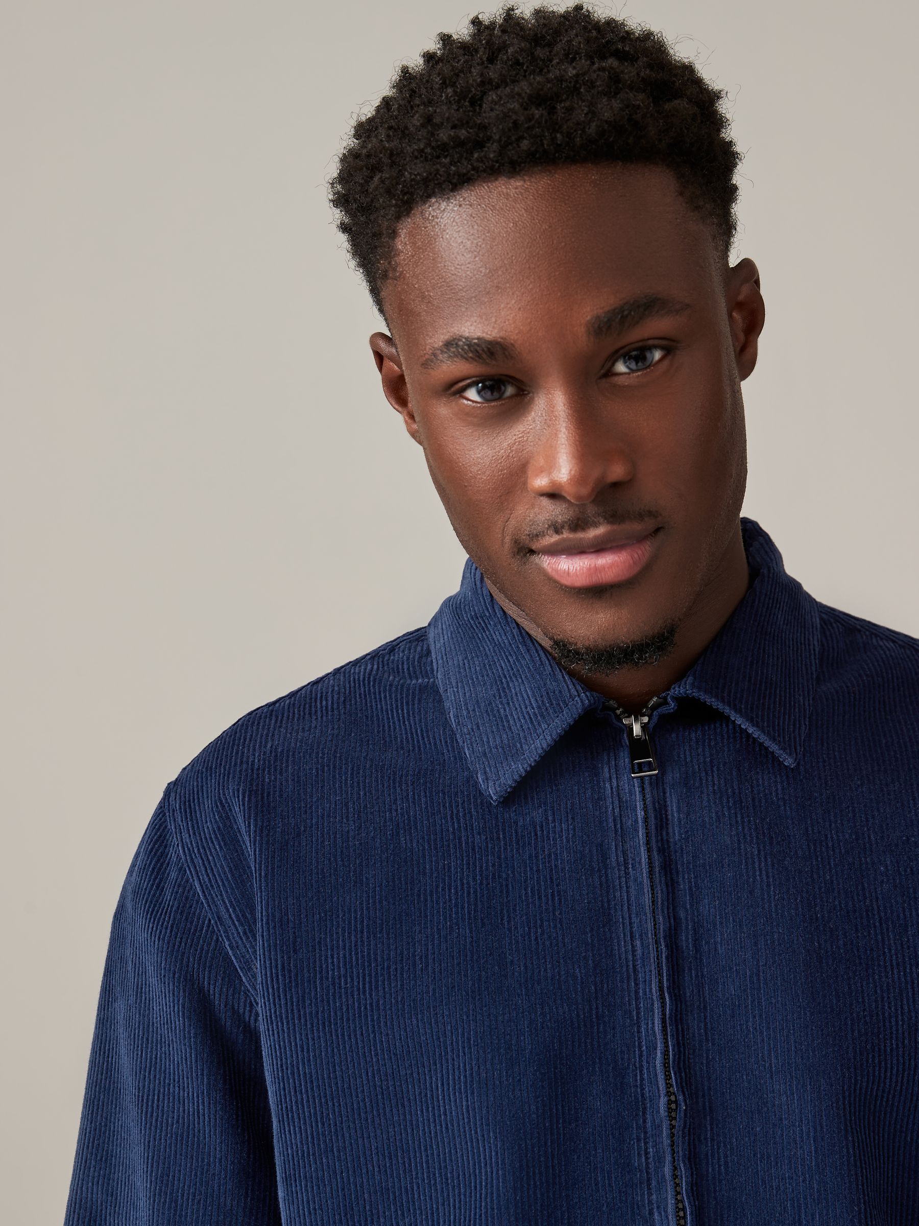 Buy Navy Blue Corduroy 100% Cotton Zip Through Shacket from the Next UK ...