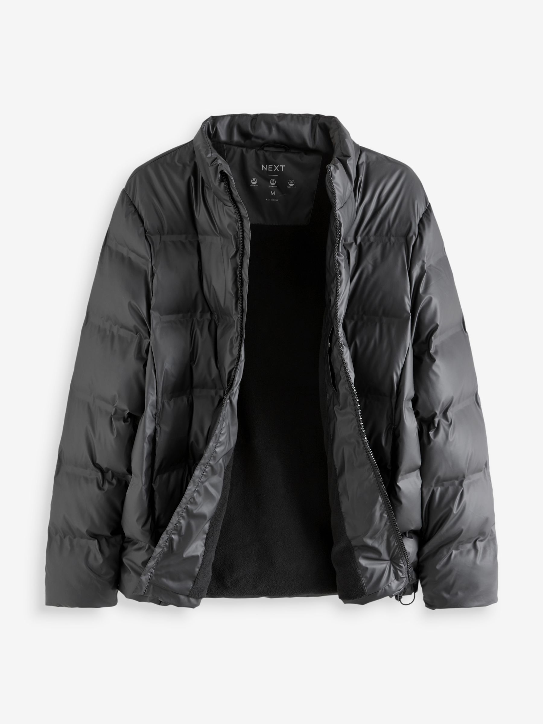 Buy Black Shower Resistant Rubberised Funnel Puffer Coat from the Next ...