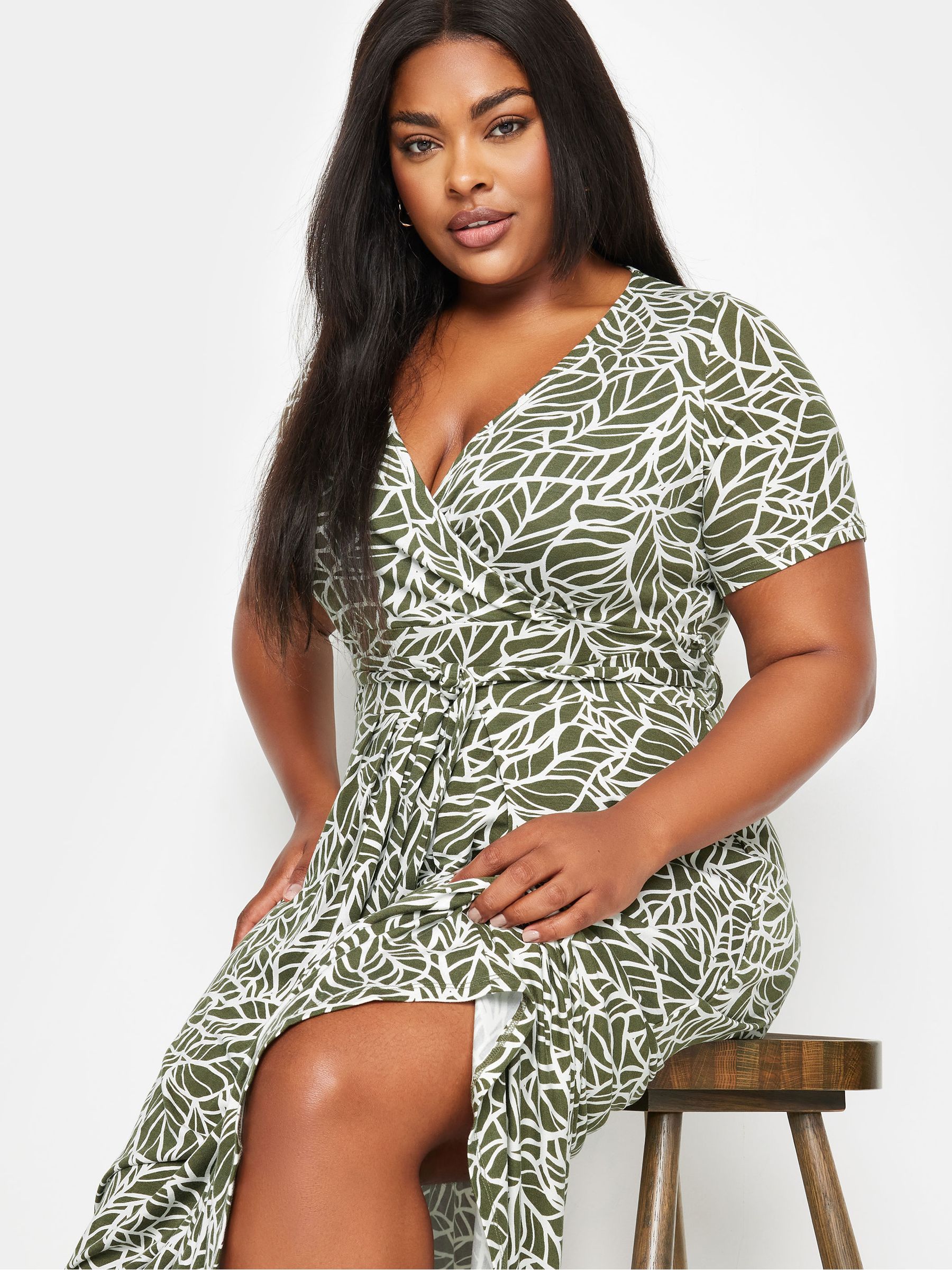 Buy Yours Curve Green Wrap Dress from the Next UK online shop