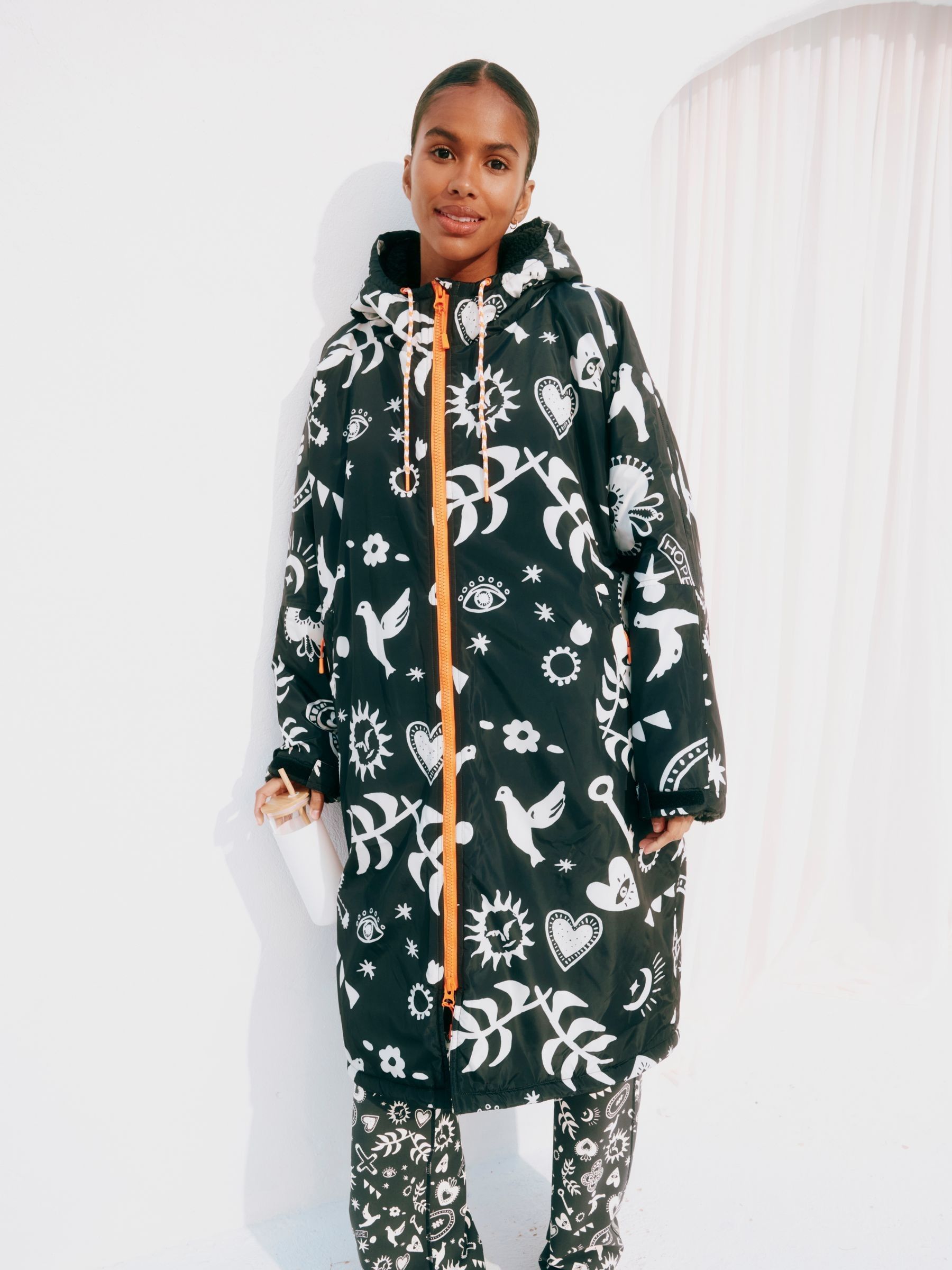 Buy Never Fully Dressed Charcoal Grey Hope Print Changing Robe with ...