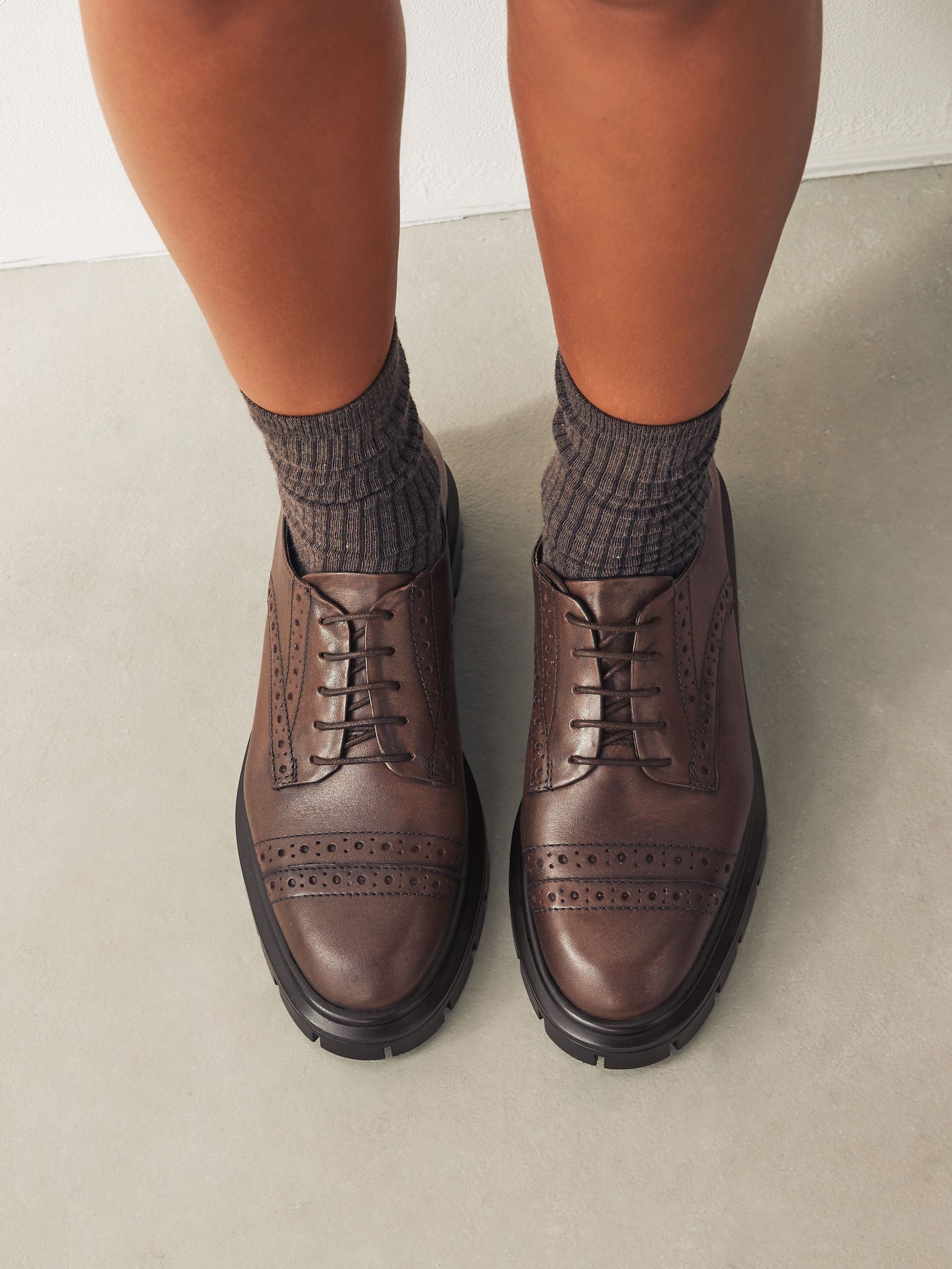 Buy Brown Forever Comfort® Leather Cleat Brogue Lace-Up Shoes from Next ...