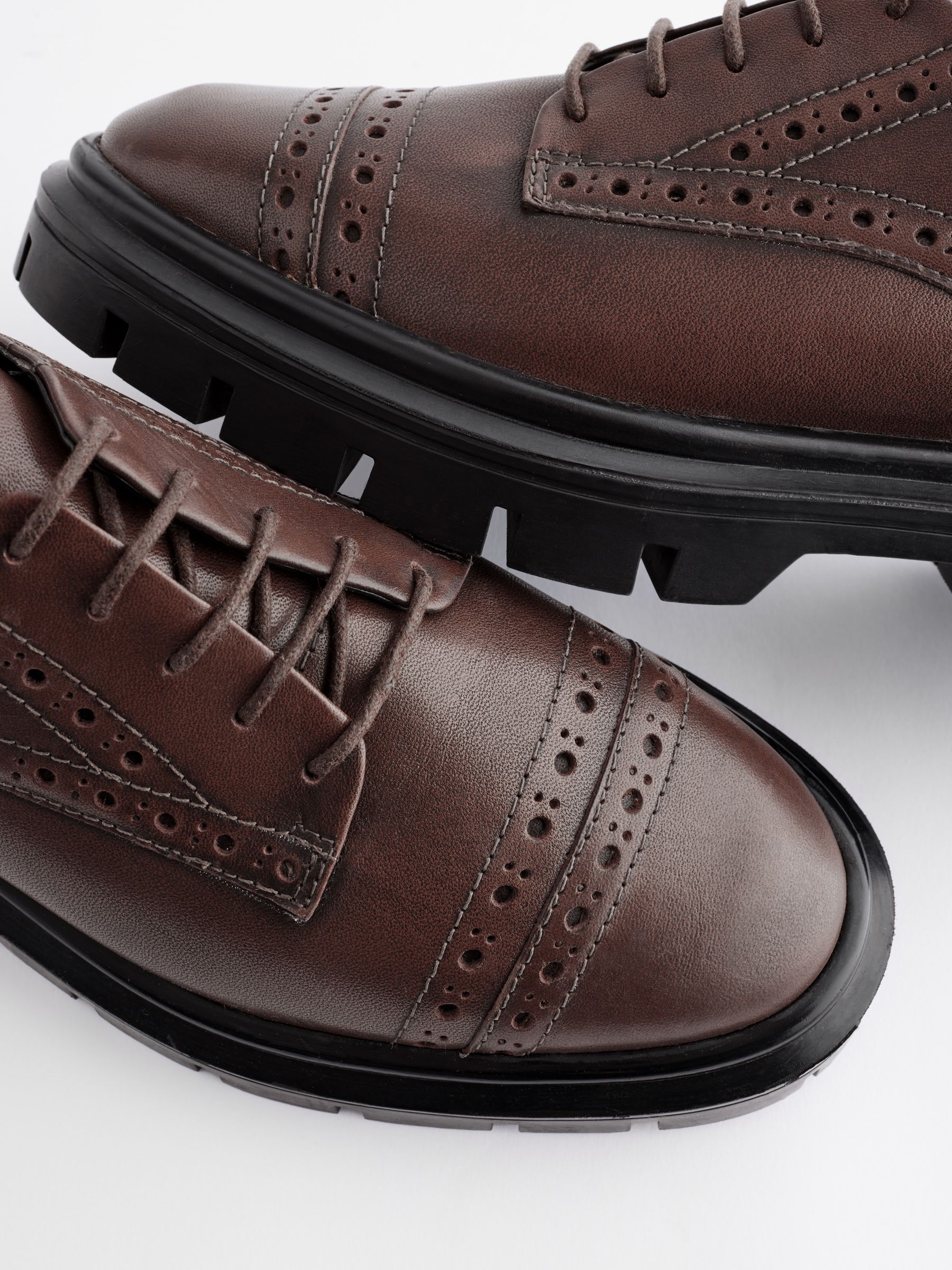 Buy Brown Forever Comfort® Leather Cleat Brogue Lace-Up Shoes from Next ...