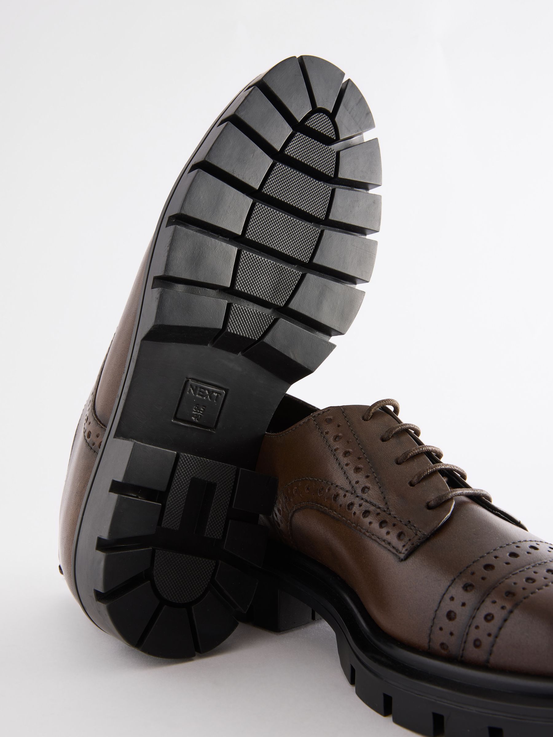 Buy Brown Forever Comfort® Leather Cleat Brogue Lace-Up Shoes from Next ...