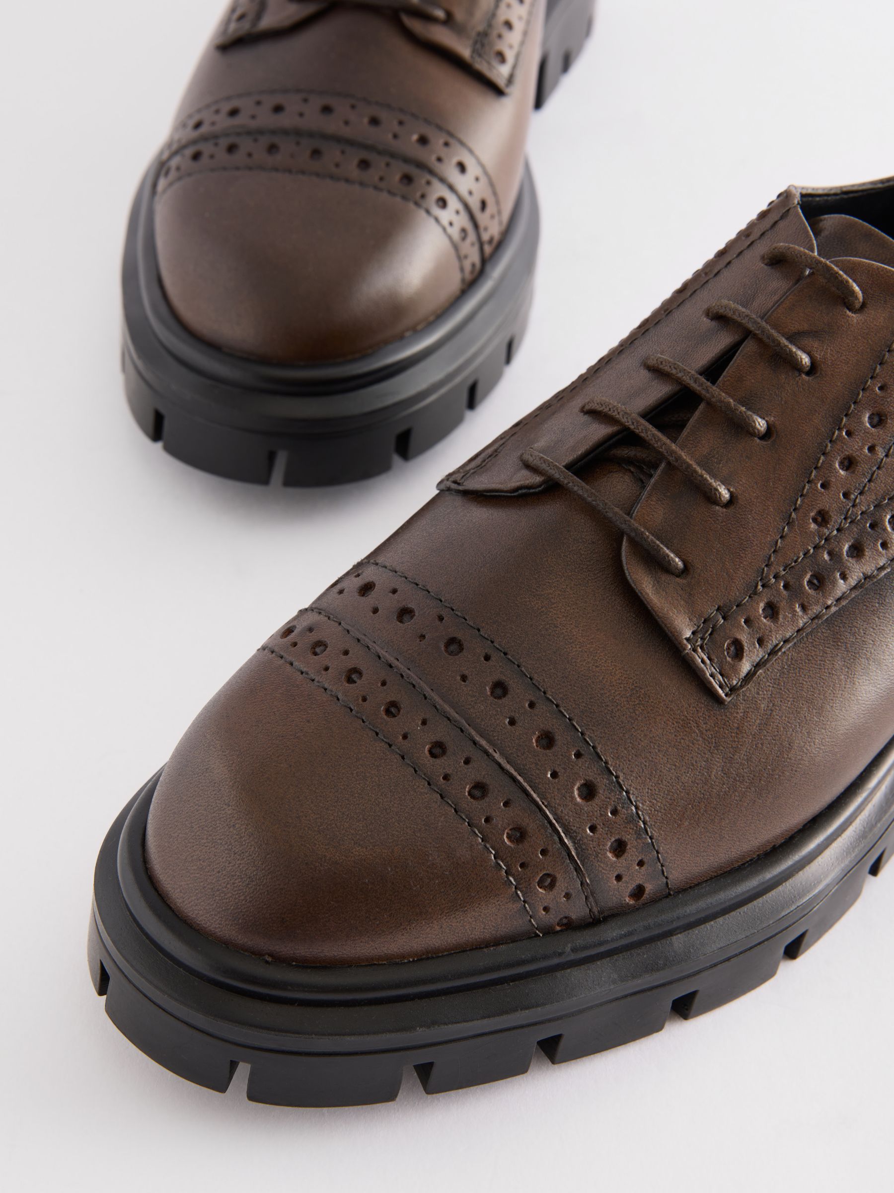 Buy Brown Forever Comfort® Leather Cleat Brogue Lace-Up Shoes from Next ...
