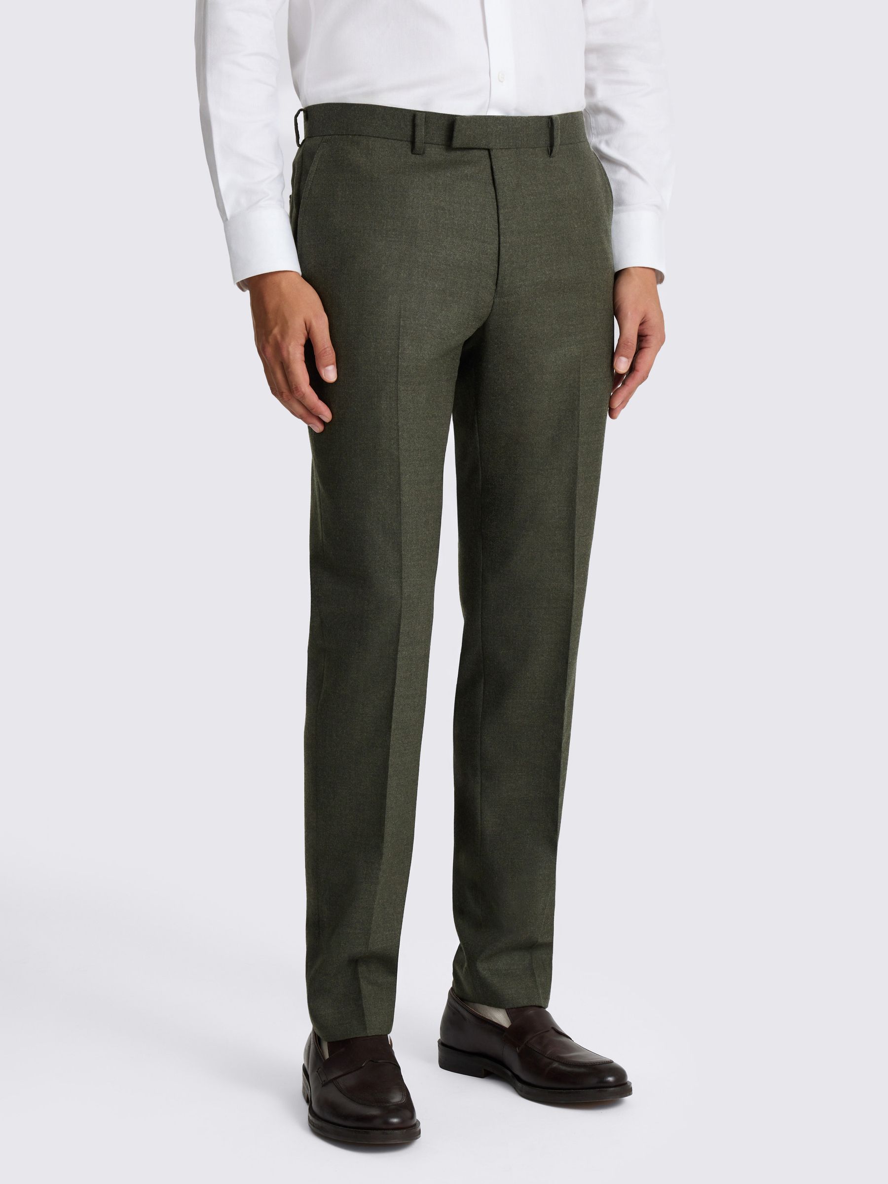 Buy MOSS Army Green Tailored Fit Performance Suit Trousers from the ...