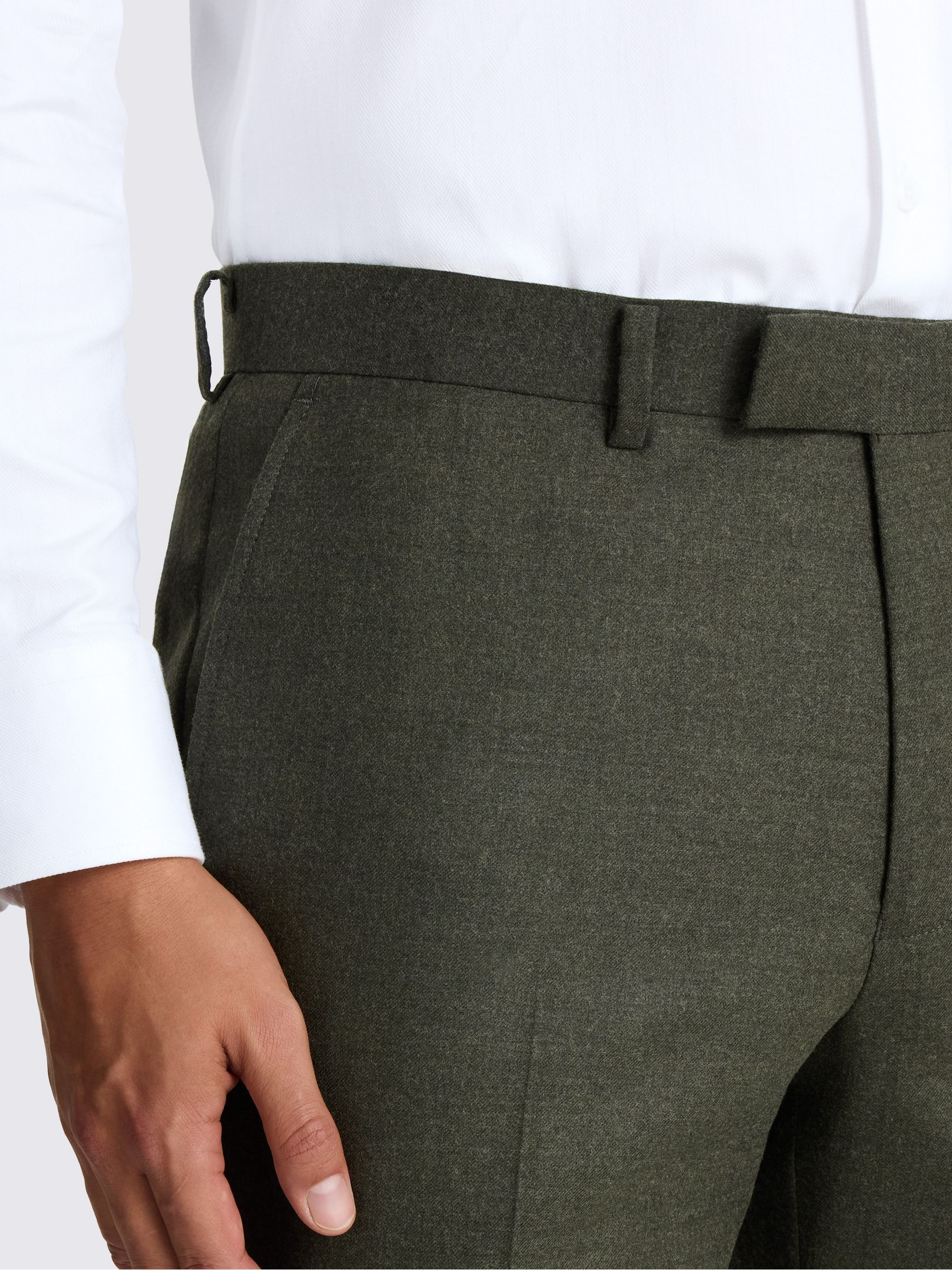 Buy MOSS Army Green Tailored Fit Performance Suit Trousers from the ...