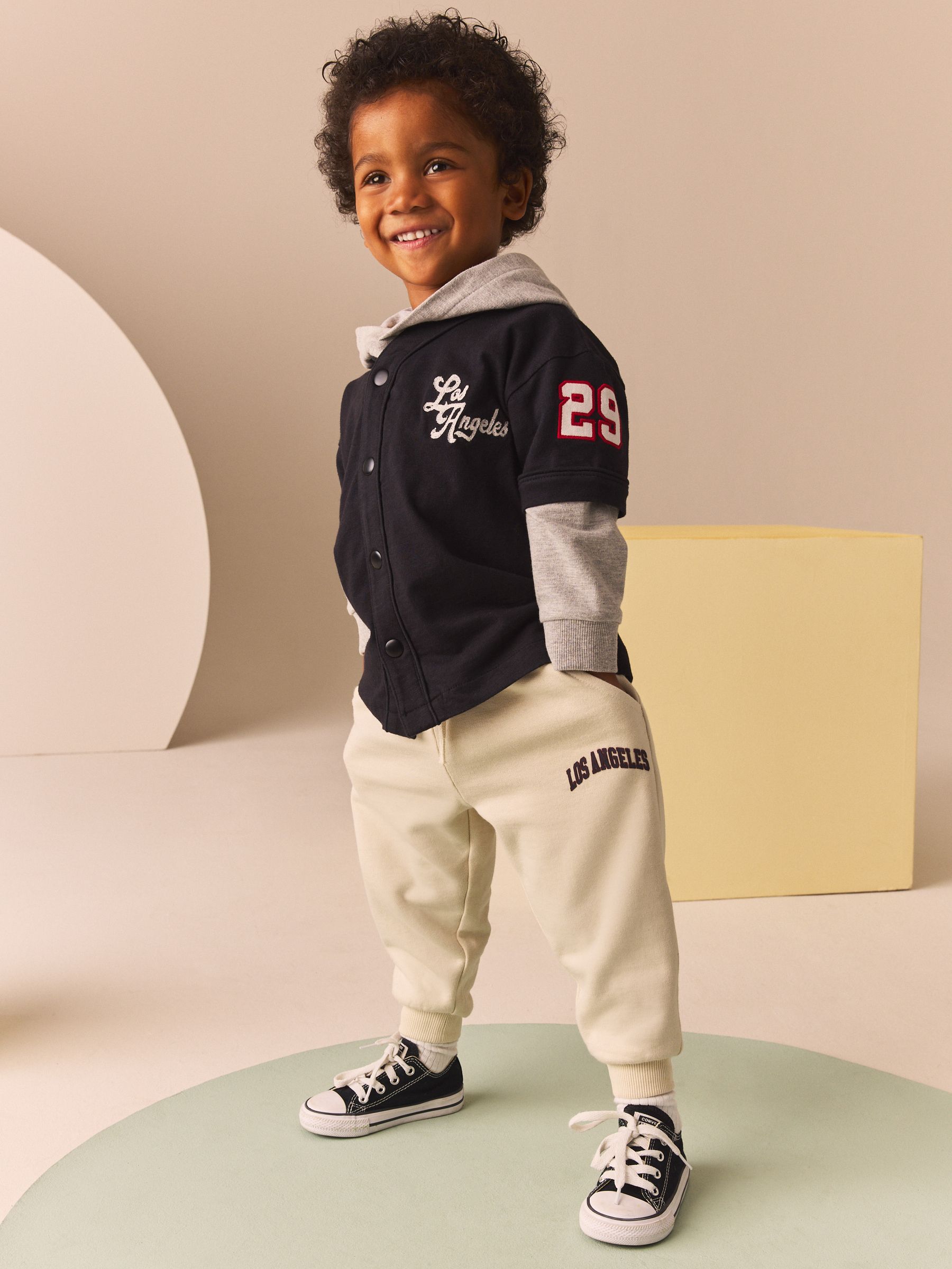 Buy Black/White Varsity Hoodie and Joggers Set (3mths-7yrs) from Next ...