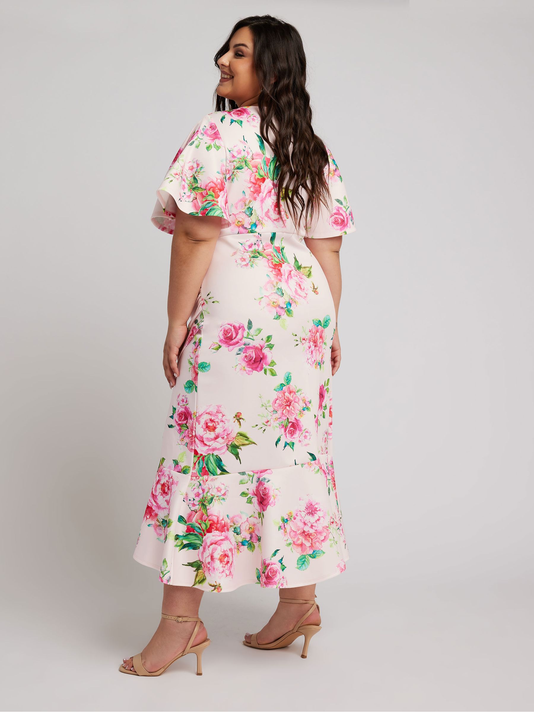 Buy Yours Curve Pink London Floral Print Ruched Midi Dress from the ...