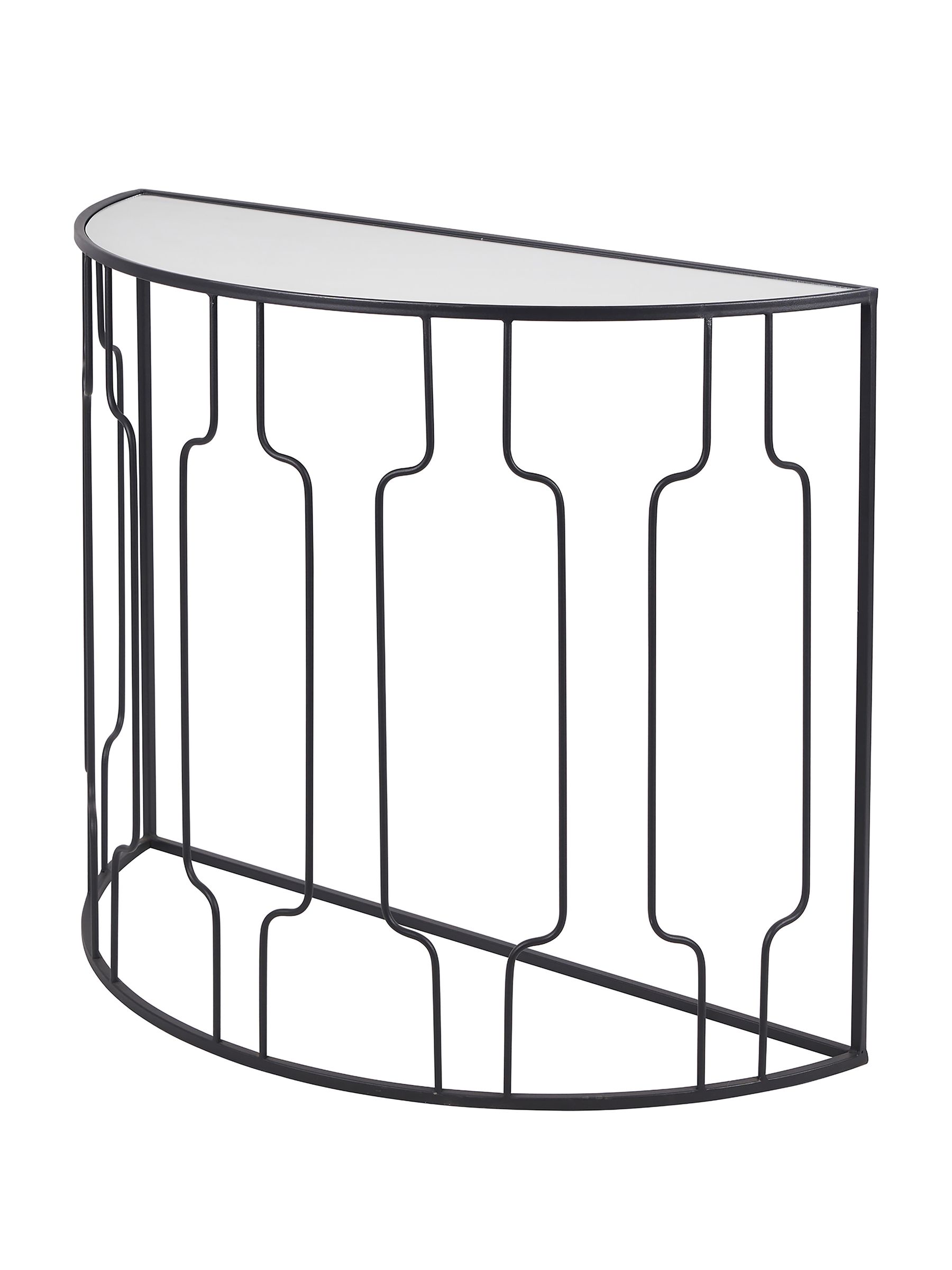 Buy Pacific Black Mirrored Glass and Metal Half Moon Console Table from ...