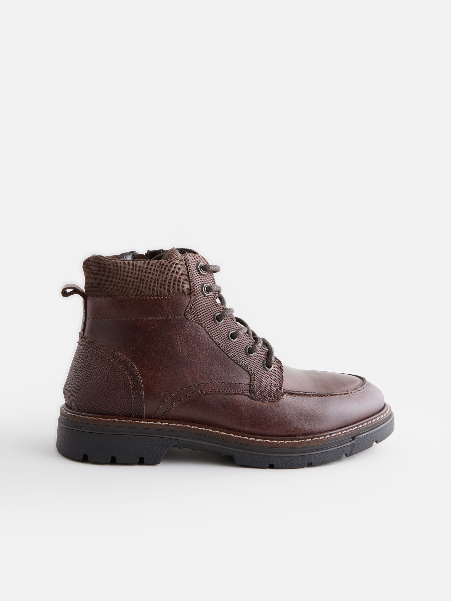 Buy Brown Leather Apron Toe Zip Up Boots from the Next UK online shop