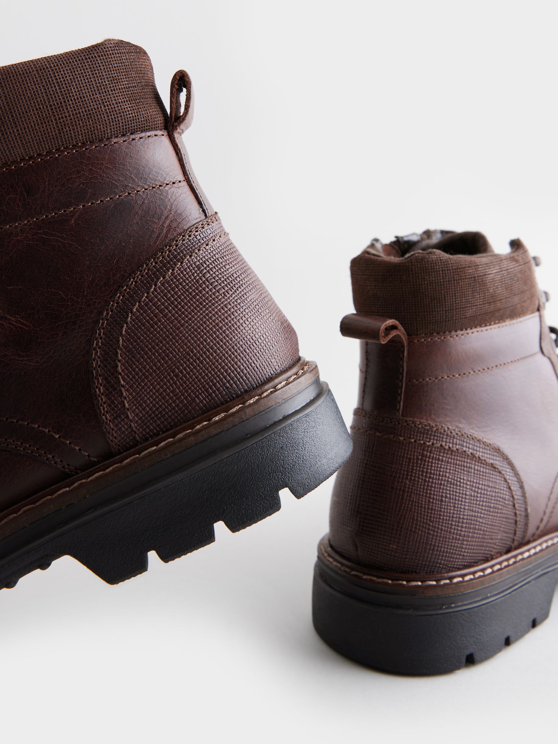 Buy Brown Leather Apron Toe Zip Up Boots from the Next UK online shop