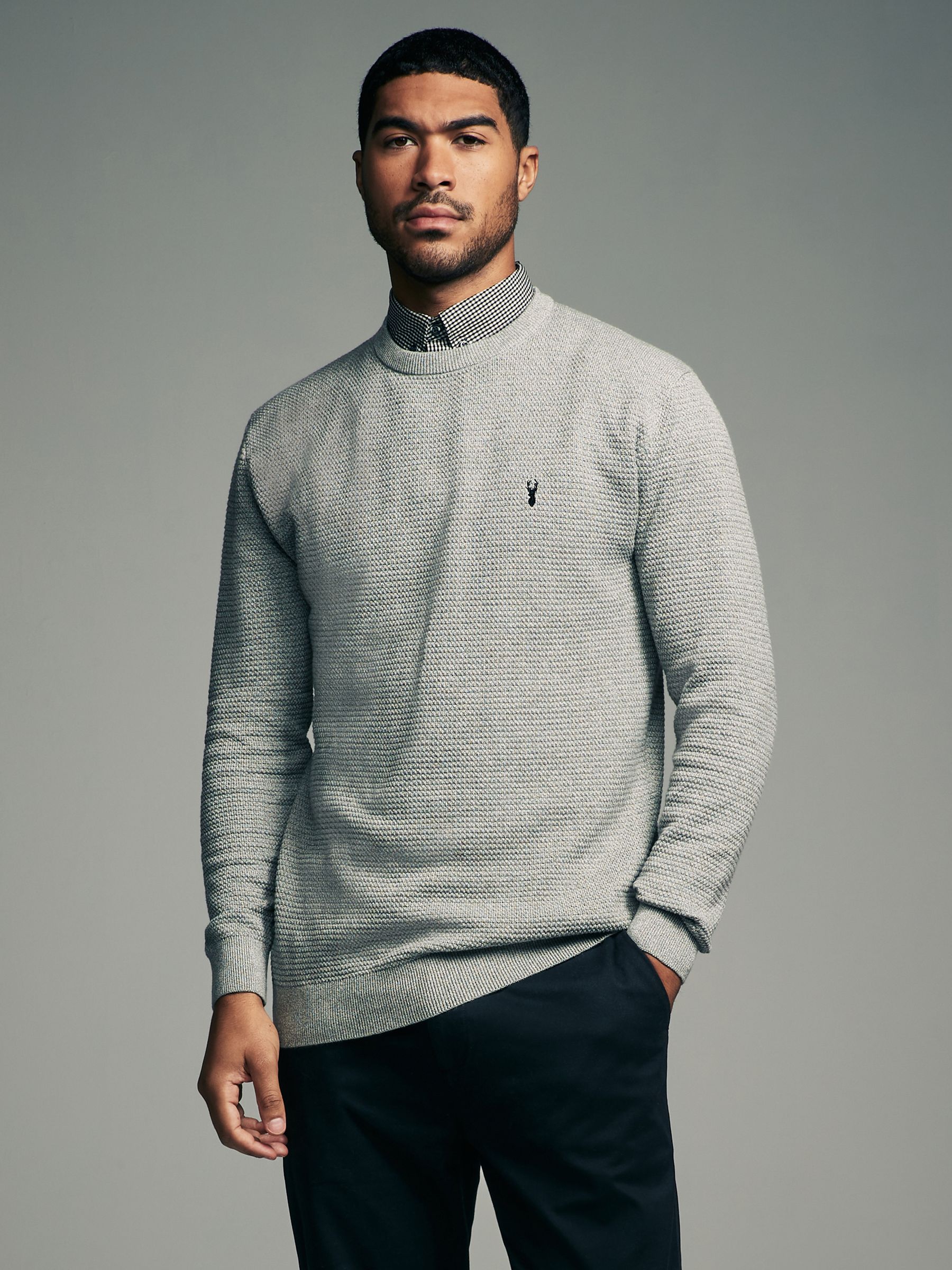 Buy Navy Cable/Charcoal Gingham Mock 100% Cotton Shirt Jumper 2 Pack ...