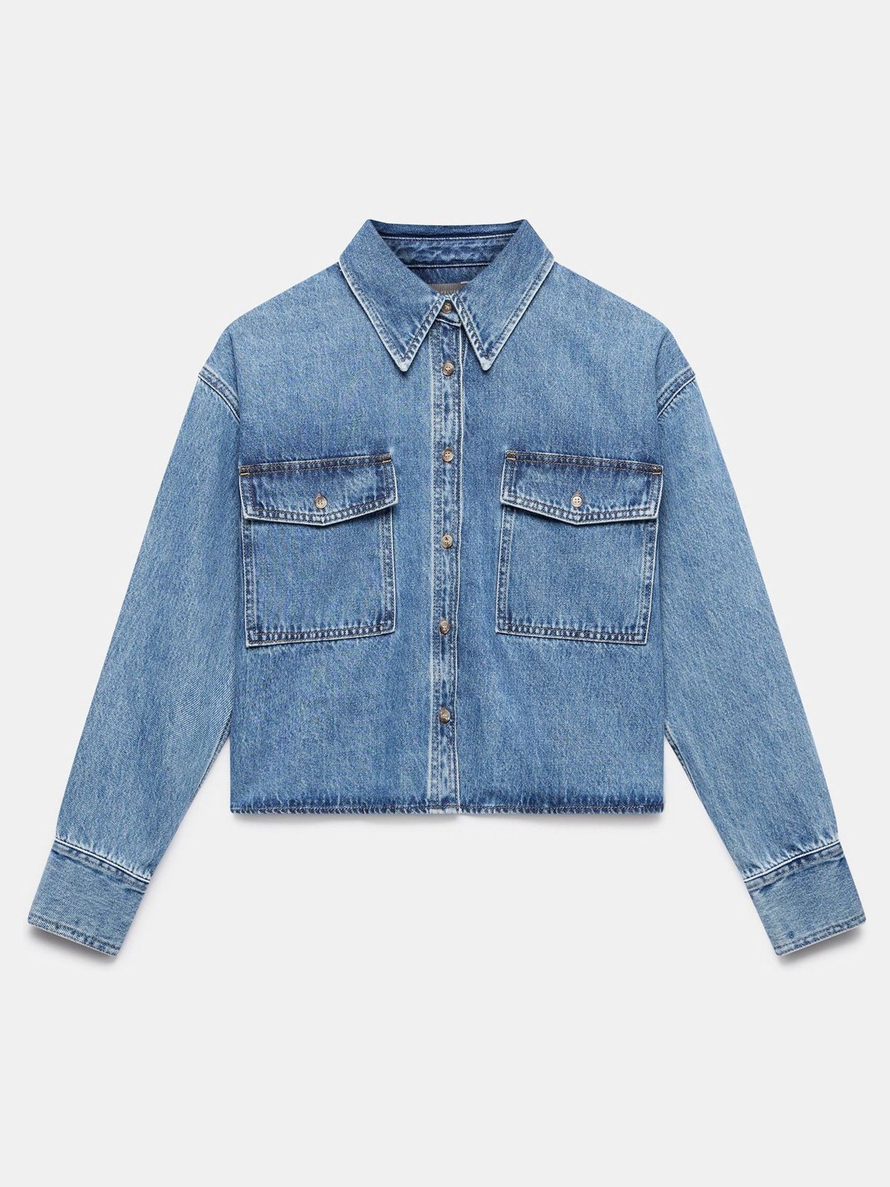 Buy Mint Velvet Blue 100% Cotton Cropped Denim Shirt from the Next UK ...