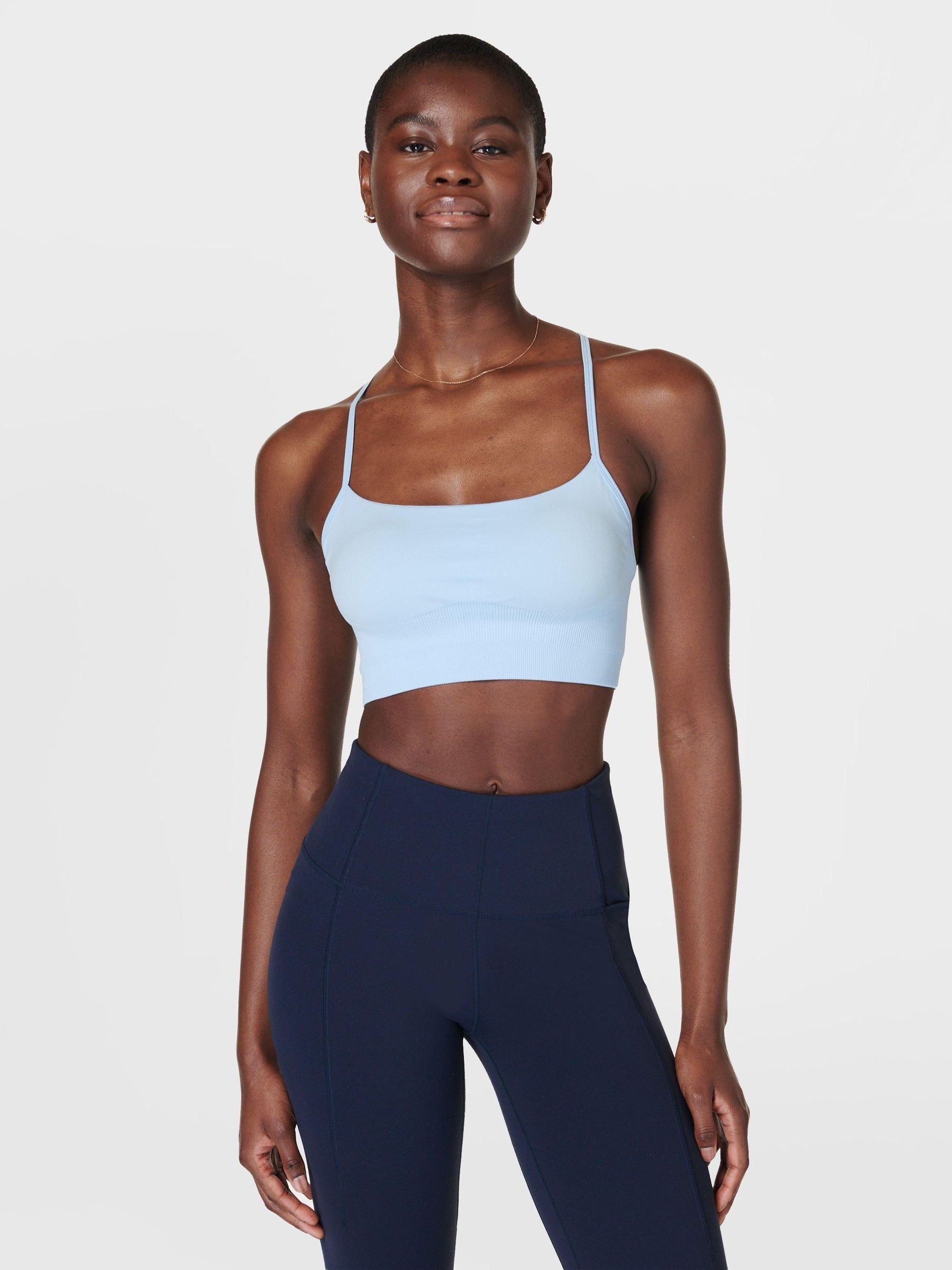 Buy Sweaty Betty Light Blue Spirit Restored Seamless Yoga Bra from the ...