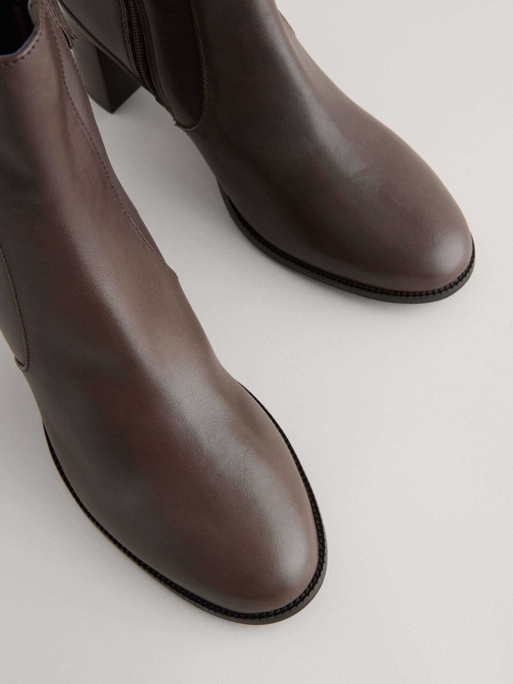 Buy Chocolate Brown Leather Forever Comfort® Leather Ankle Heeled Boots ...