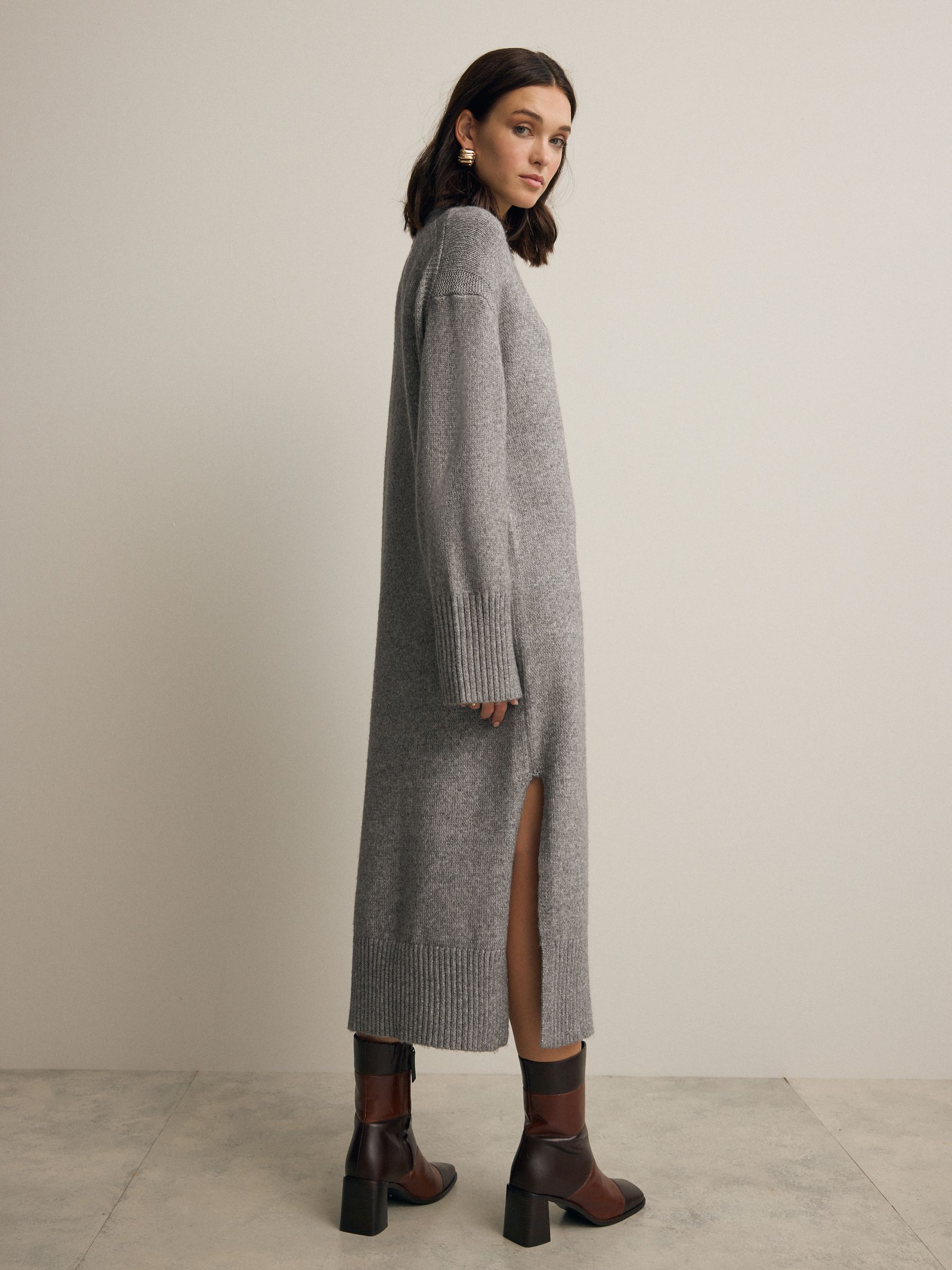 Buy Neutral Brown Mole Relaxed Soft Touch Crew Neck Midi Knitted Jumper ...