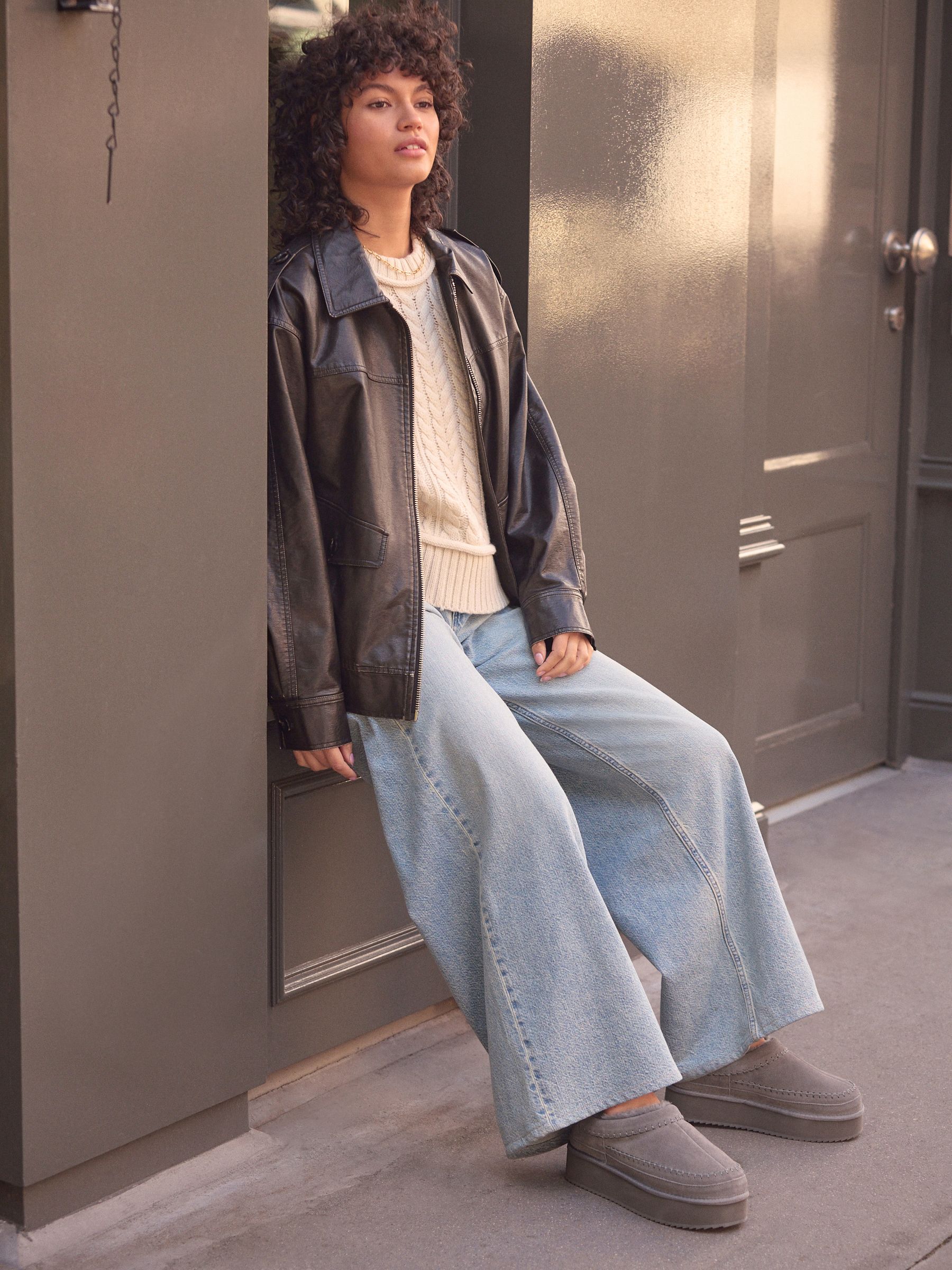 Buy Grey Forever Comfort® Leather Cosy Borg Lined Slip-On Shoes from ...