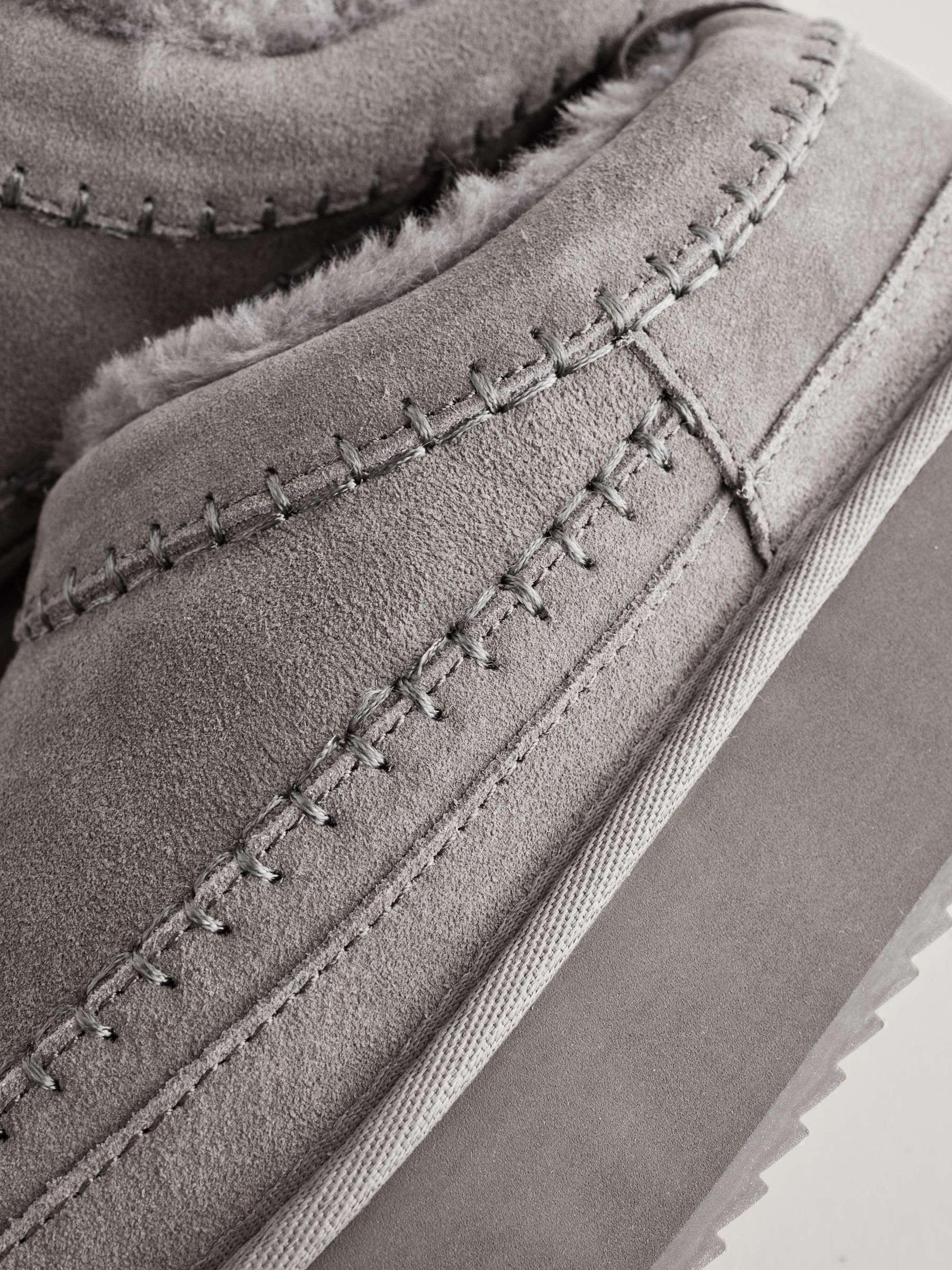 Buy Grey Forever Comfort® Leather Cosy Borg Lined Slip-On Shoes from ...