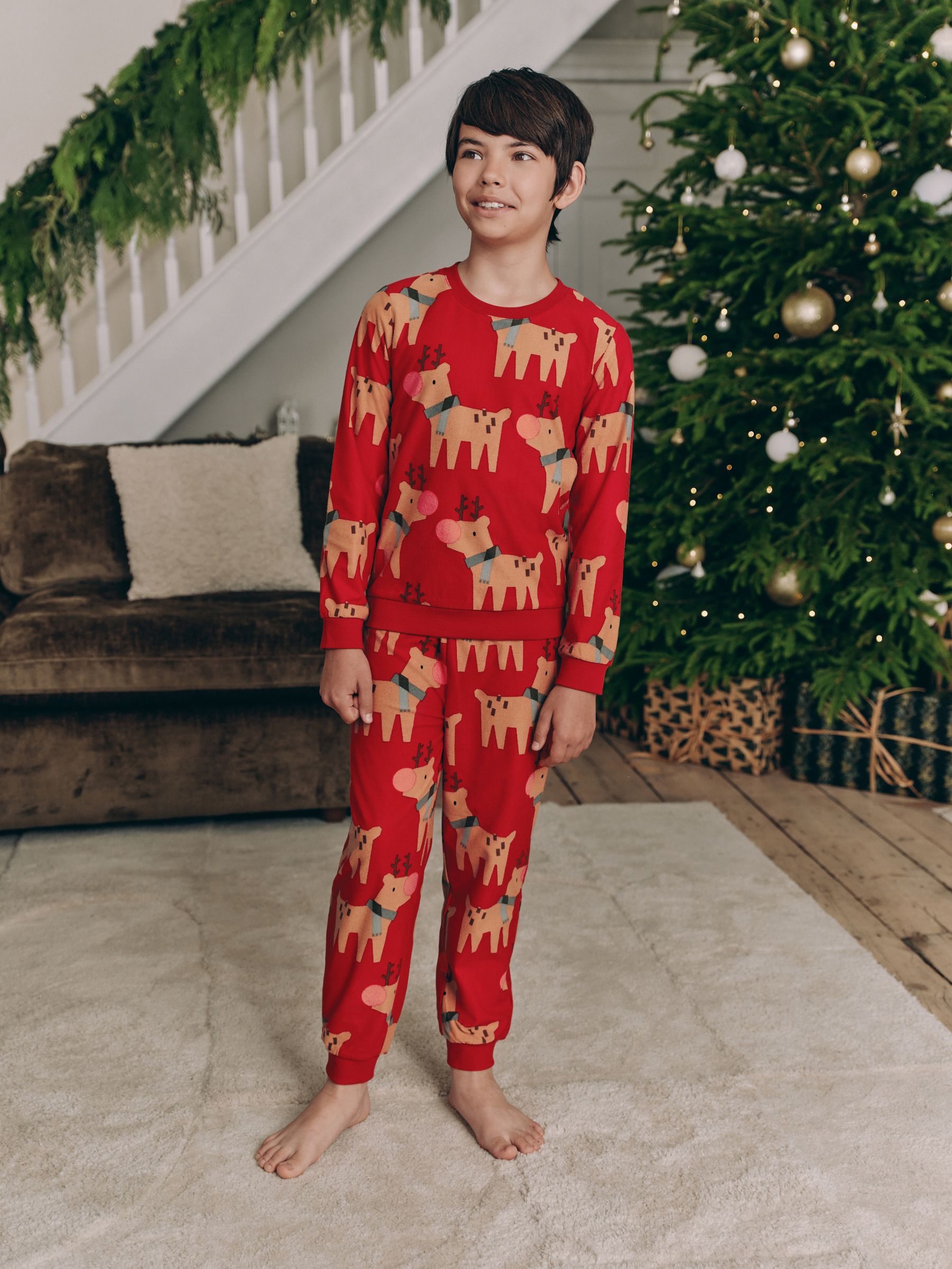 Buy Red Matching Family Kids Christmas Reindeer Pyjamas (9mths-16yrs ...