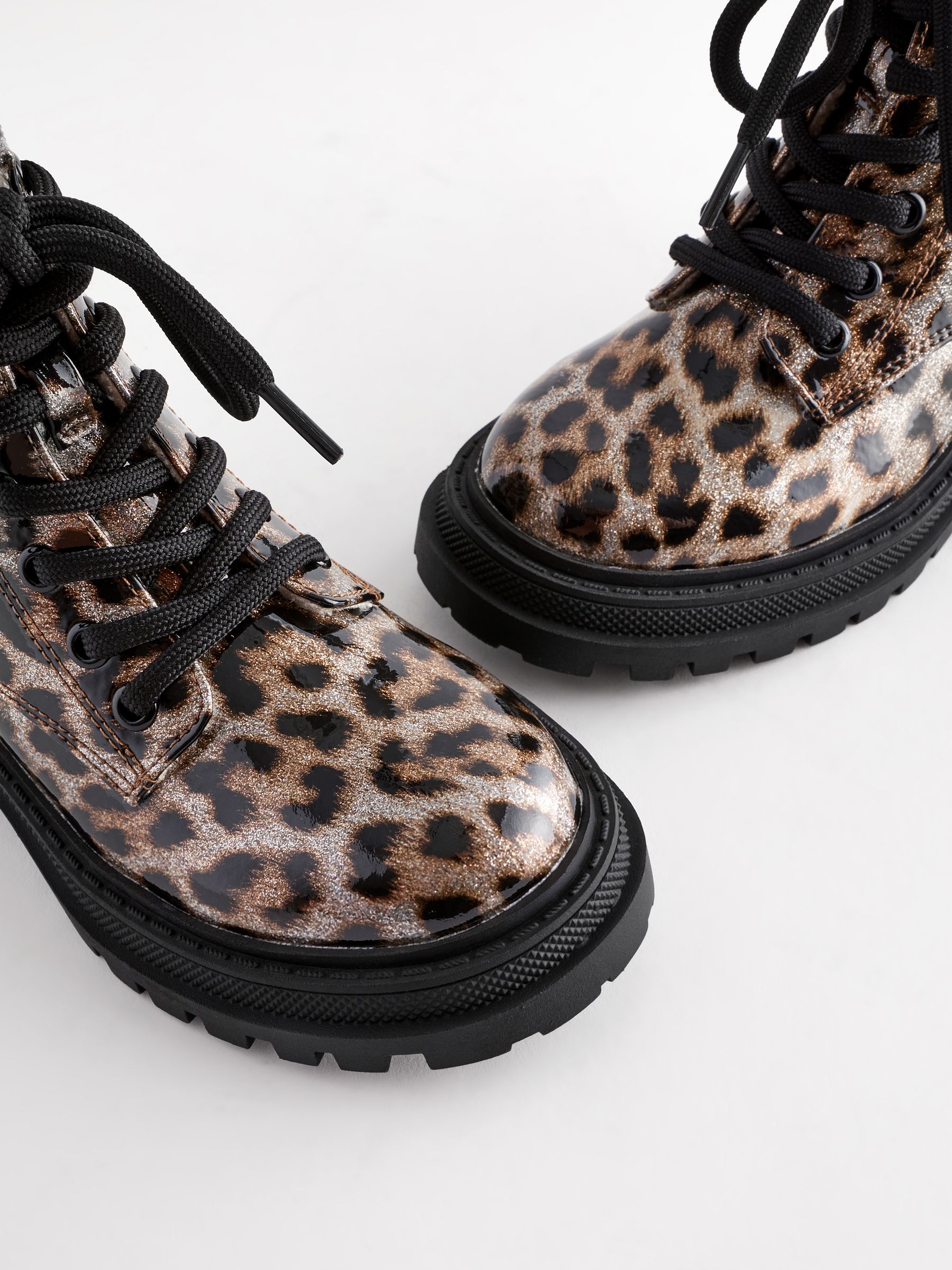 Buy Brown Animal Print Wide Fit (G) Warm Lined Lace-Up Ankle Boots from ...